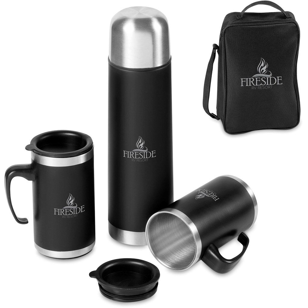 cardinal stainless steel vacuum flask & mug set | Gecko Media