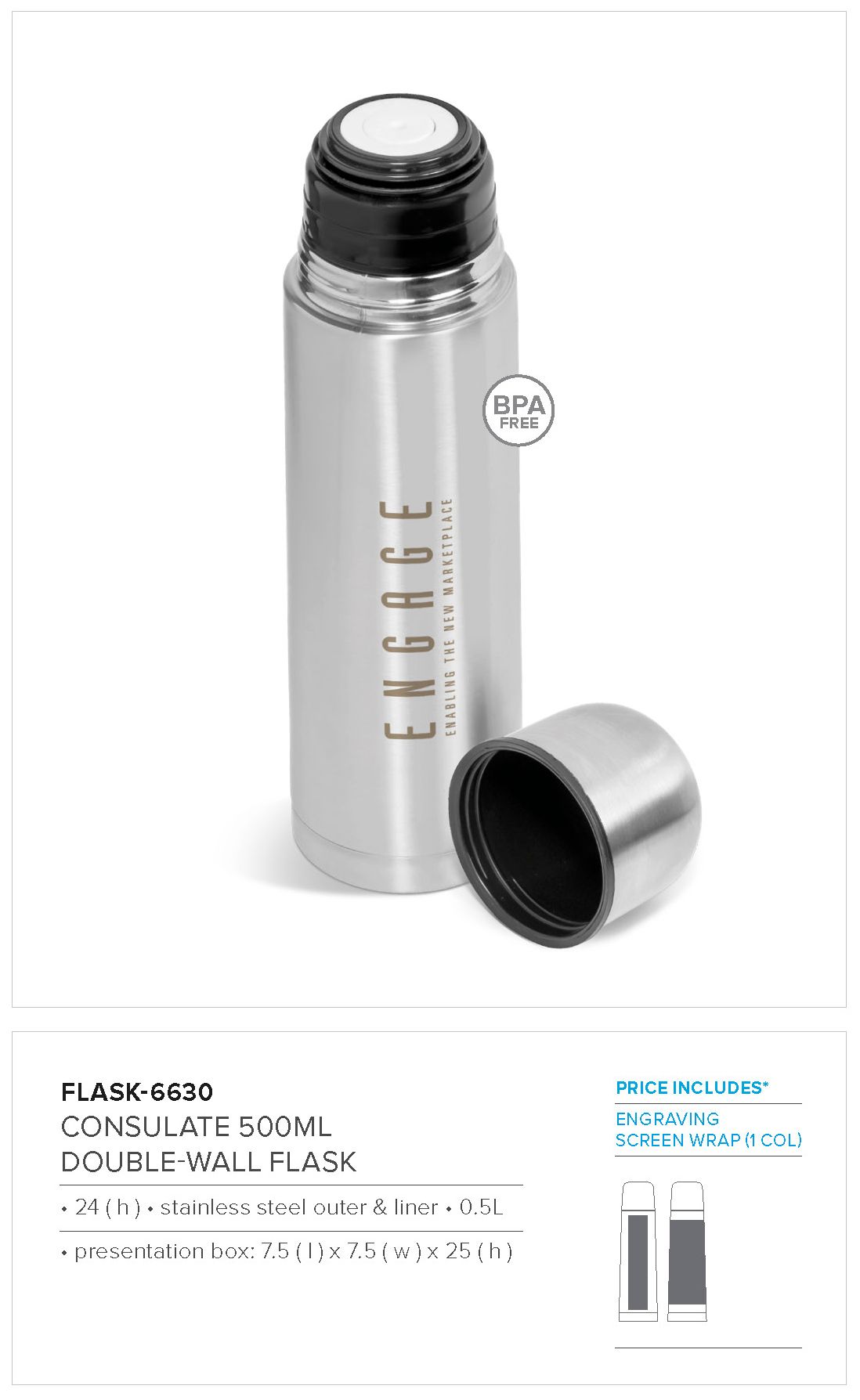 Consulate Stainless Steel Vacuum Flask - 500ml | Brand Innovation