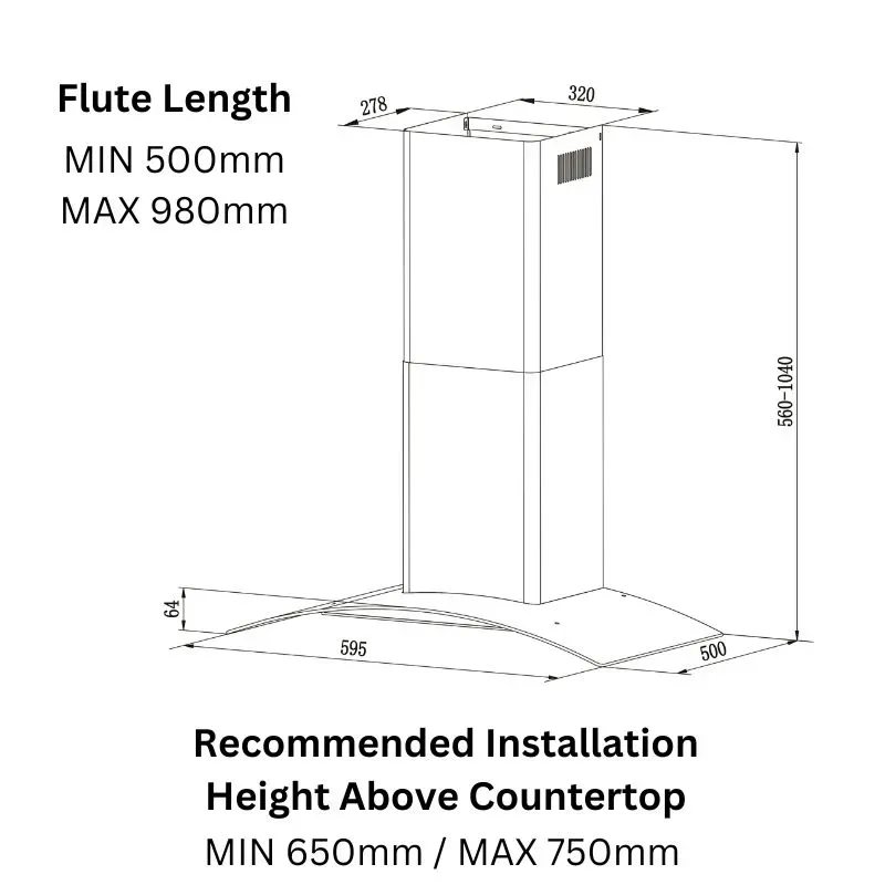 Falco 60cm Wall Mount Curved Glass Extractor Fan AR-60-501 | Appliance ...