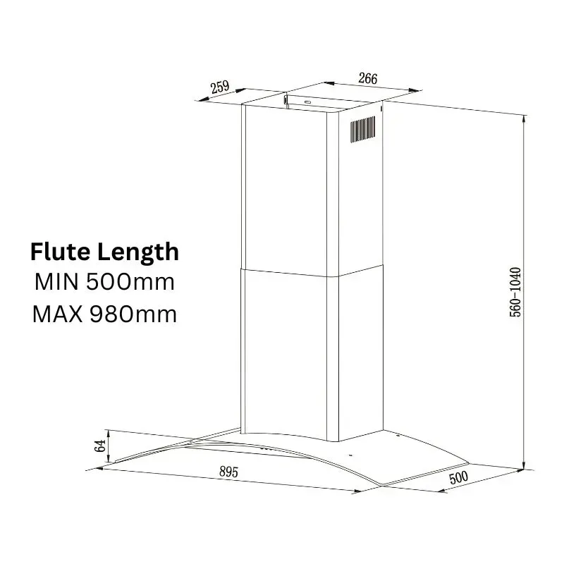 Falco 90cm Stainless Steel Curved Glass Extractor Fan FAL-90-CGS ...