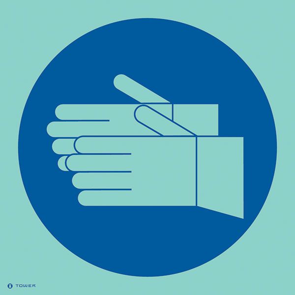 photoluminescent signs - hand protection - blue | PMB Office National