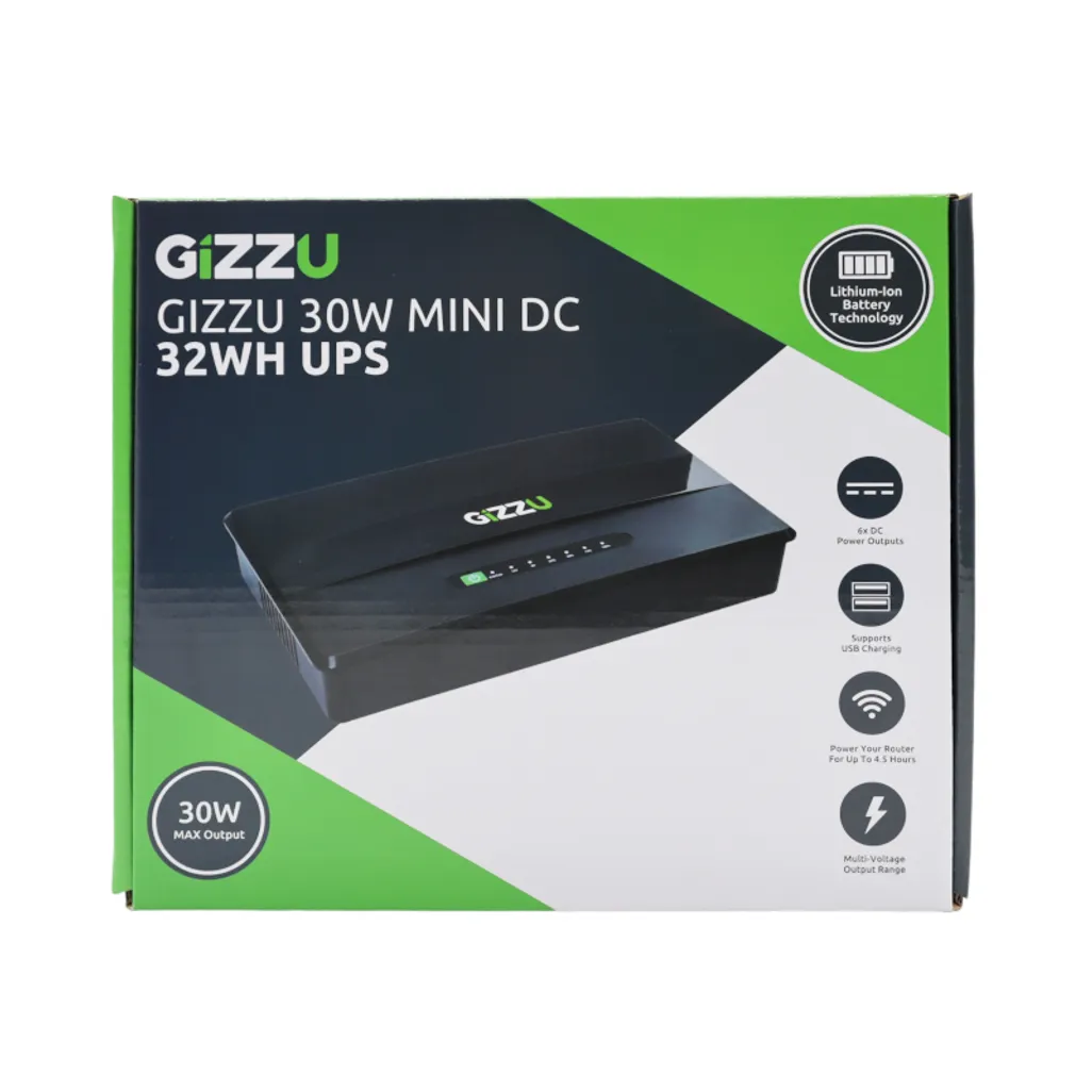 gizzu 30w 32wh 8800mah mini dc ups - black | Gizzu