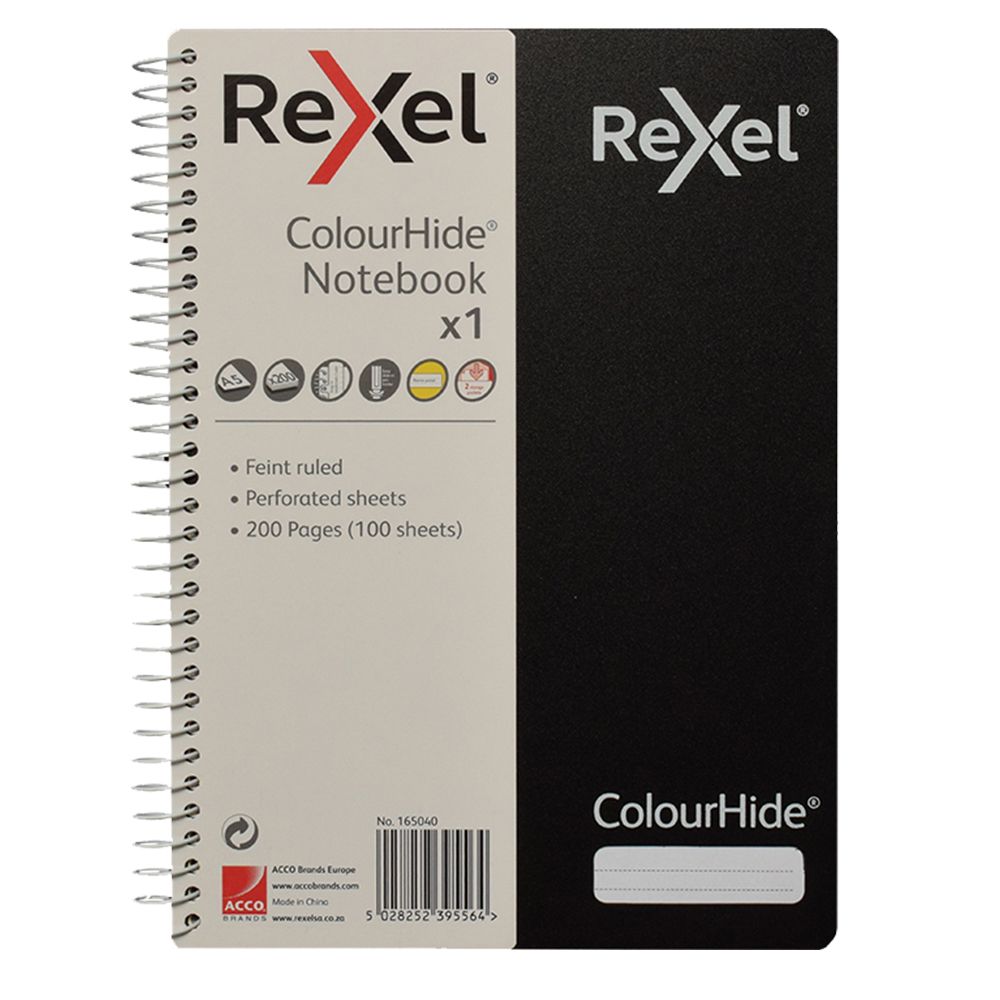 colourhide notebooks - a5 200 page - black | Office National