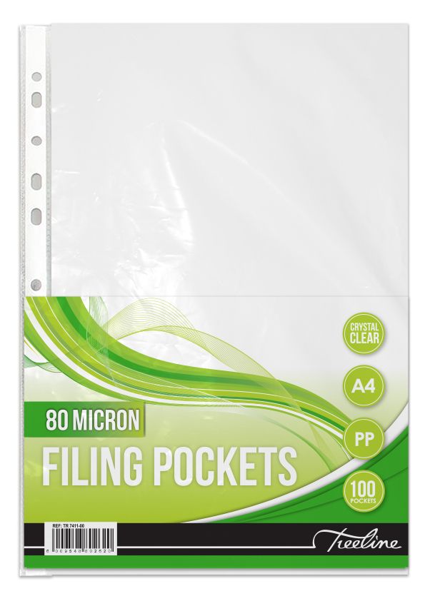 a4 filing pockets - 80mic - 100 pack | Office National
