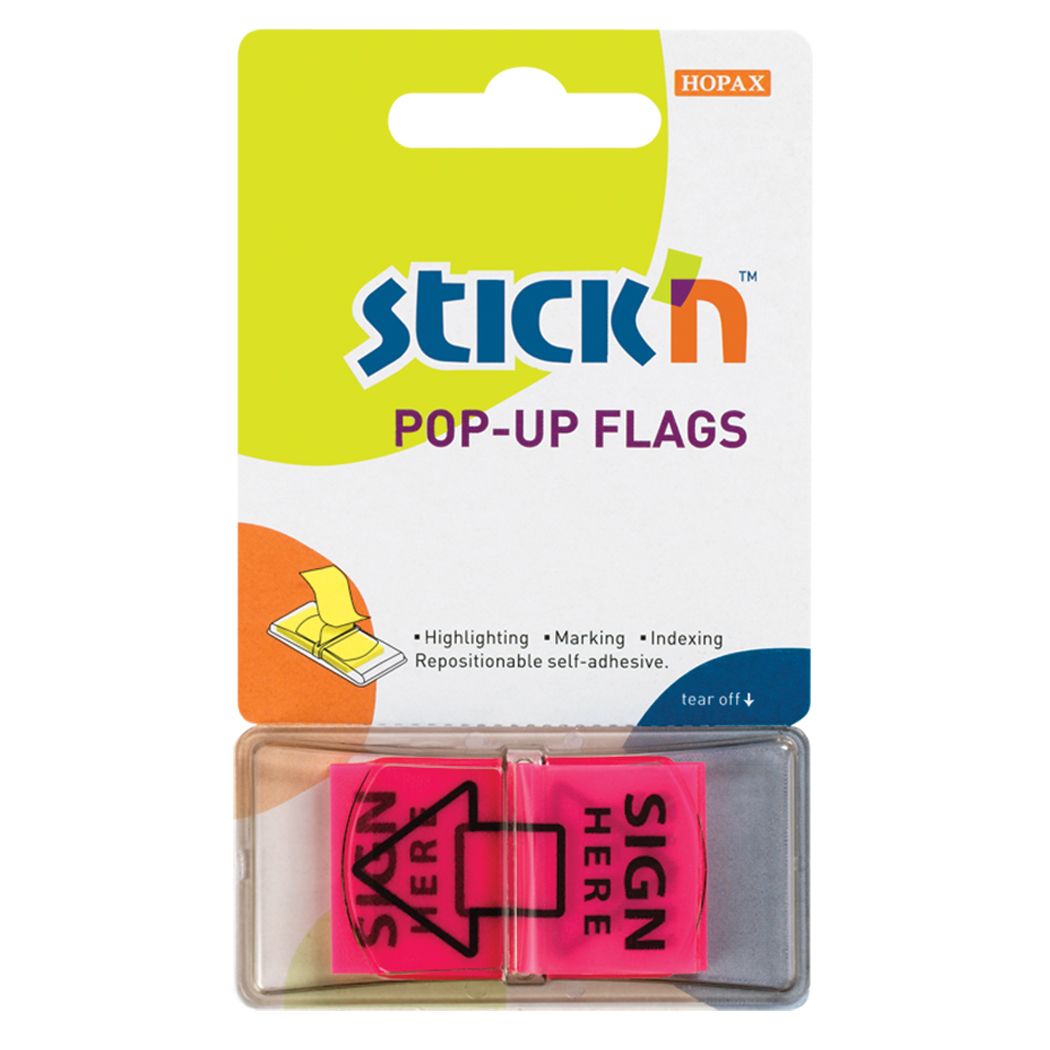 sign here flags - 45 x 25mm 50 flags - pink | Office National
