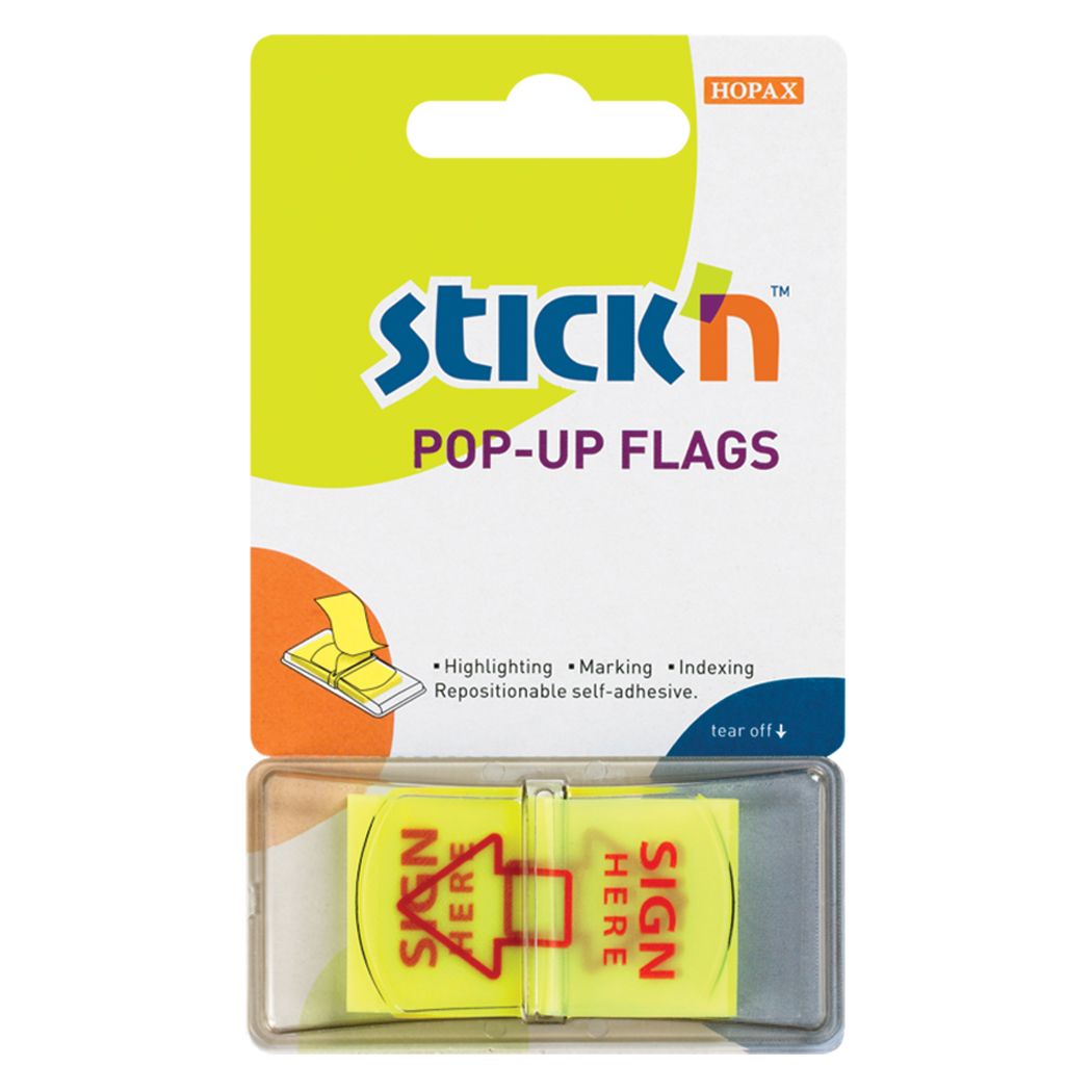 sign here flags - 45 x 25mm 50 flags - yellow | Office National
