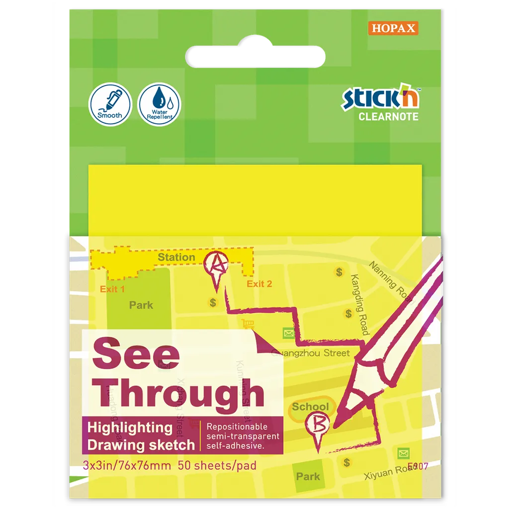 clear notes - 76 x 76mm - lemon - 50 sheet | At Your Door Office National