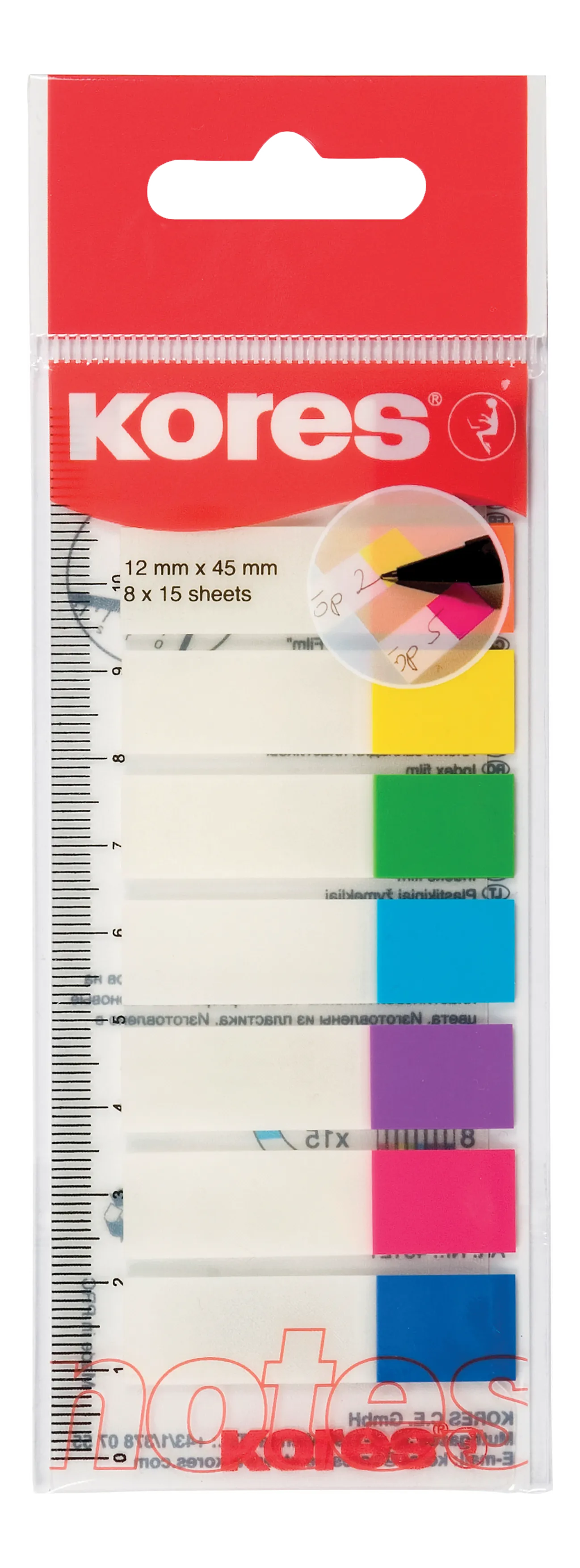 index strips - 12 x 45mm transparent - assorted neon - 8 pack | Office ...