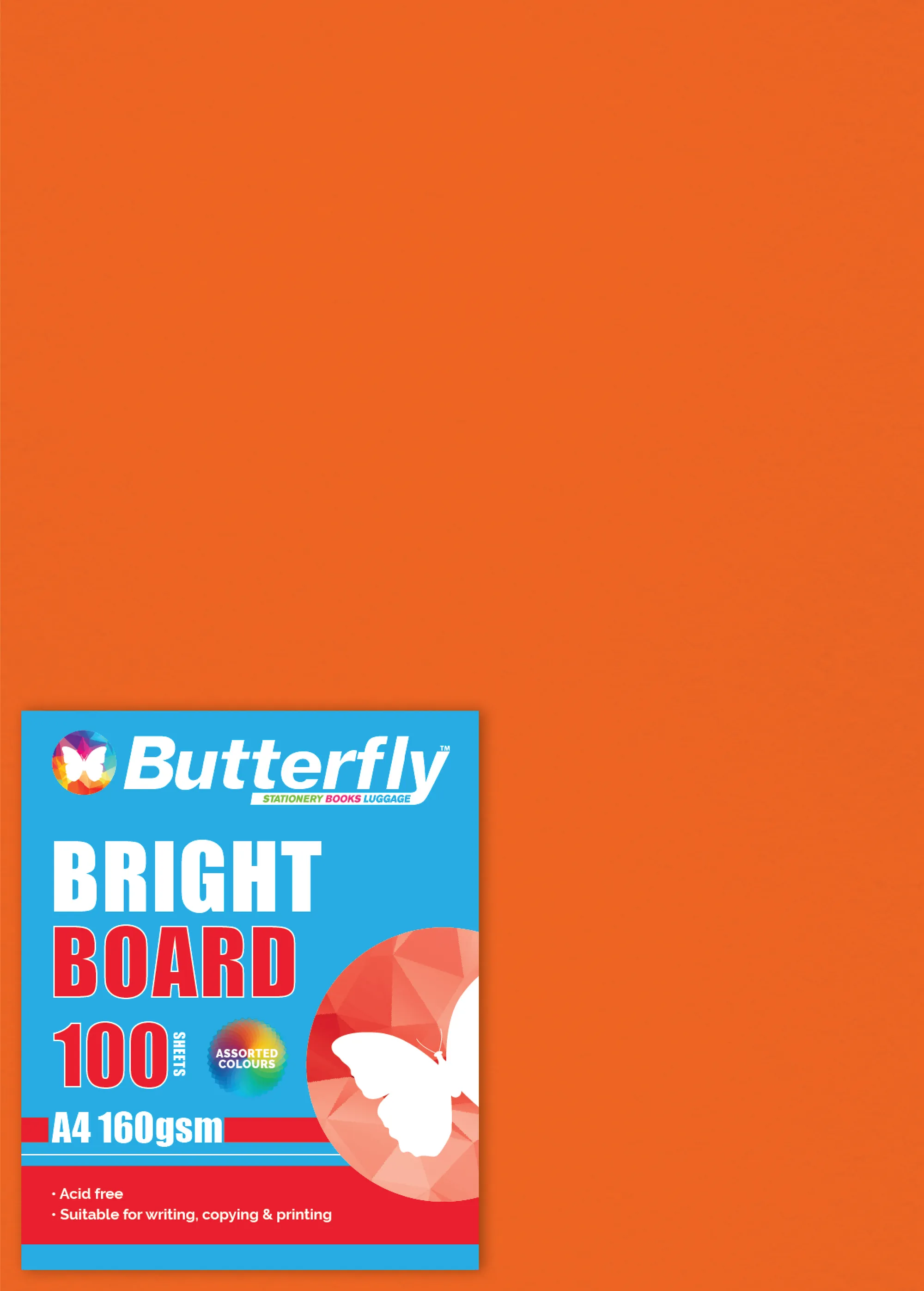 160gsm bright board - a4 - orange - 100 pack | Office National