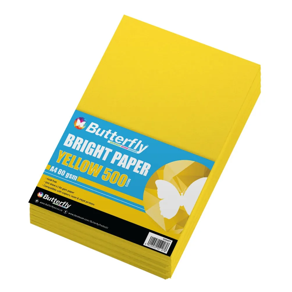a4 80gsm bright paper - a4 - yellow - 500 pack | Folio Office National