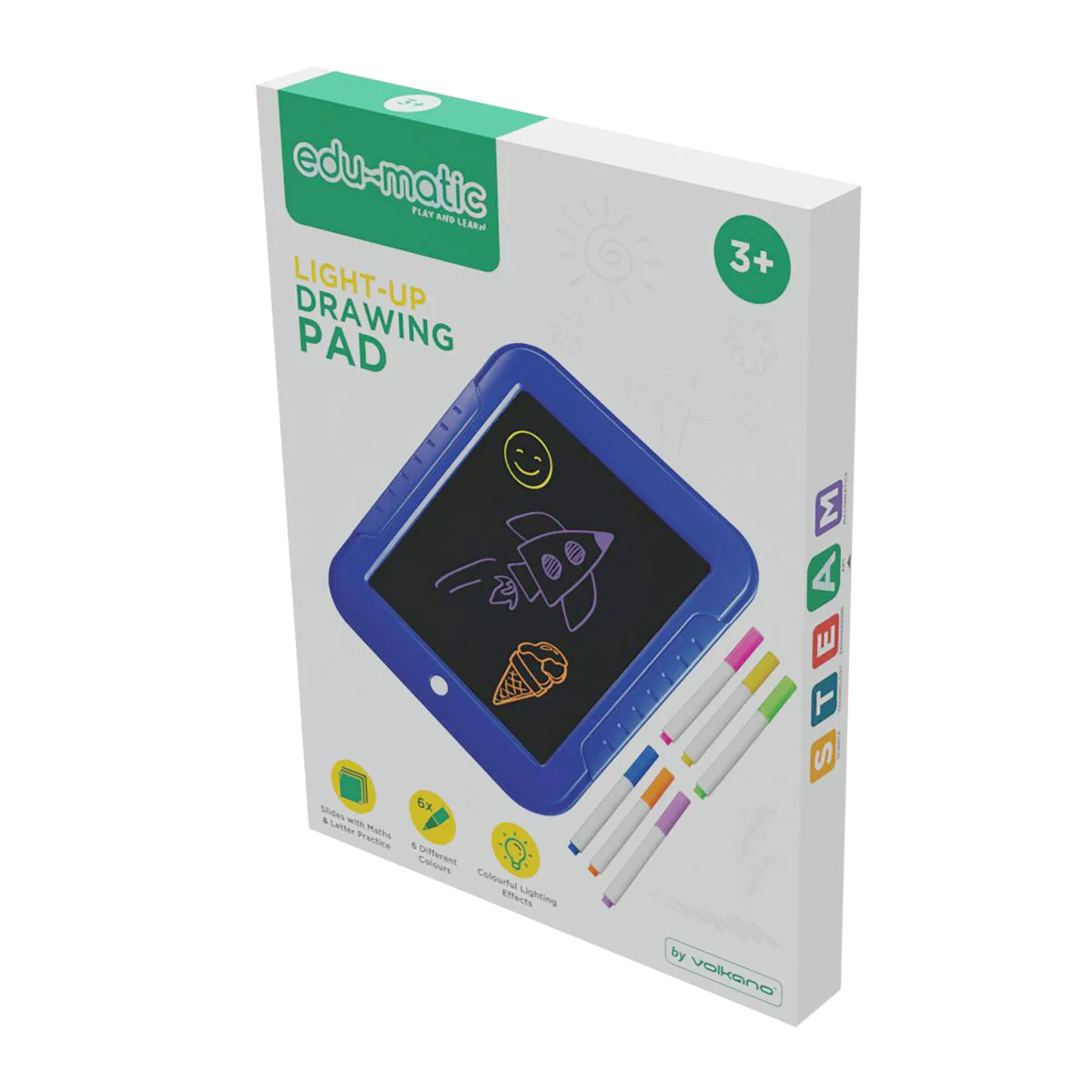 light up drawing pad with 6 colours & stencils | Office National