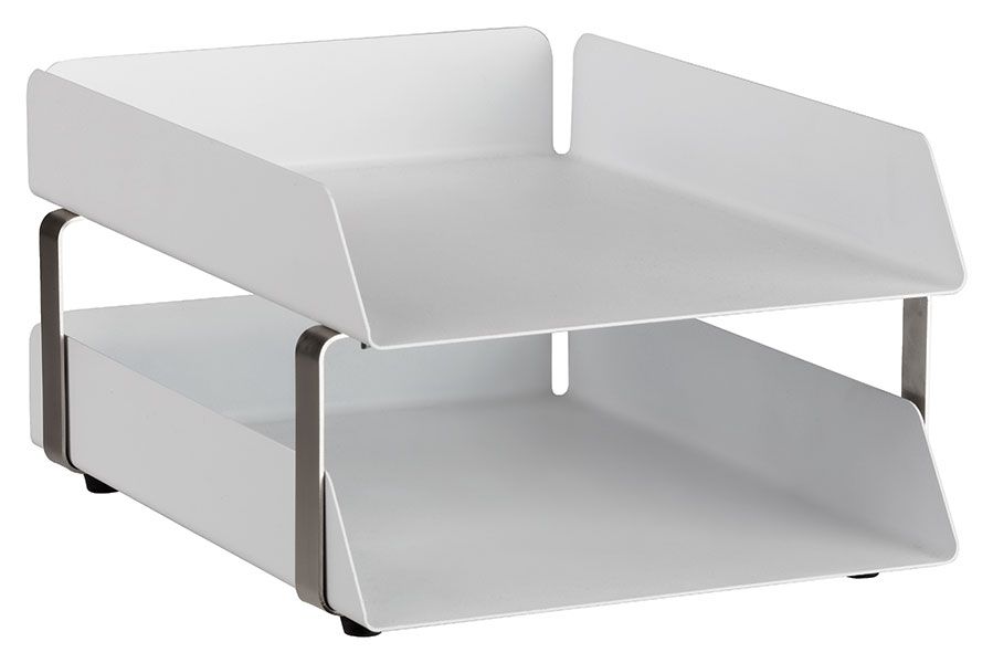 pure steel desk range - letter tray 2-tier - white | Office National