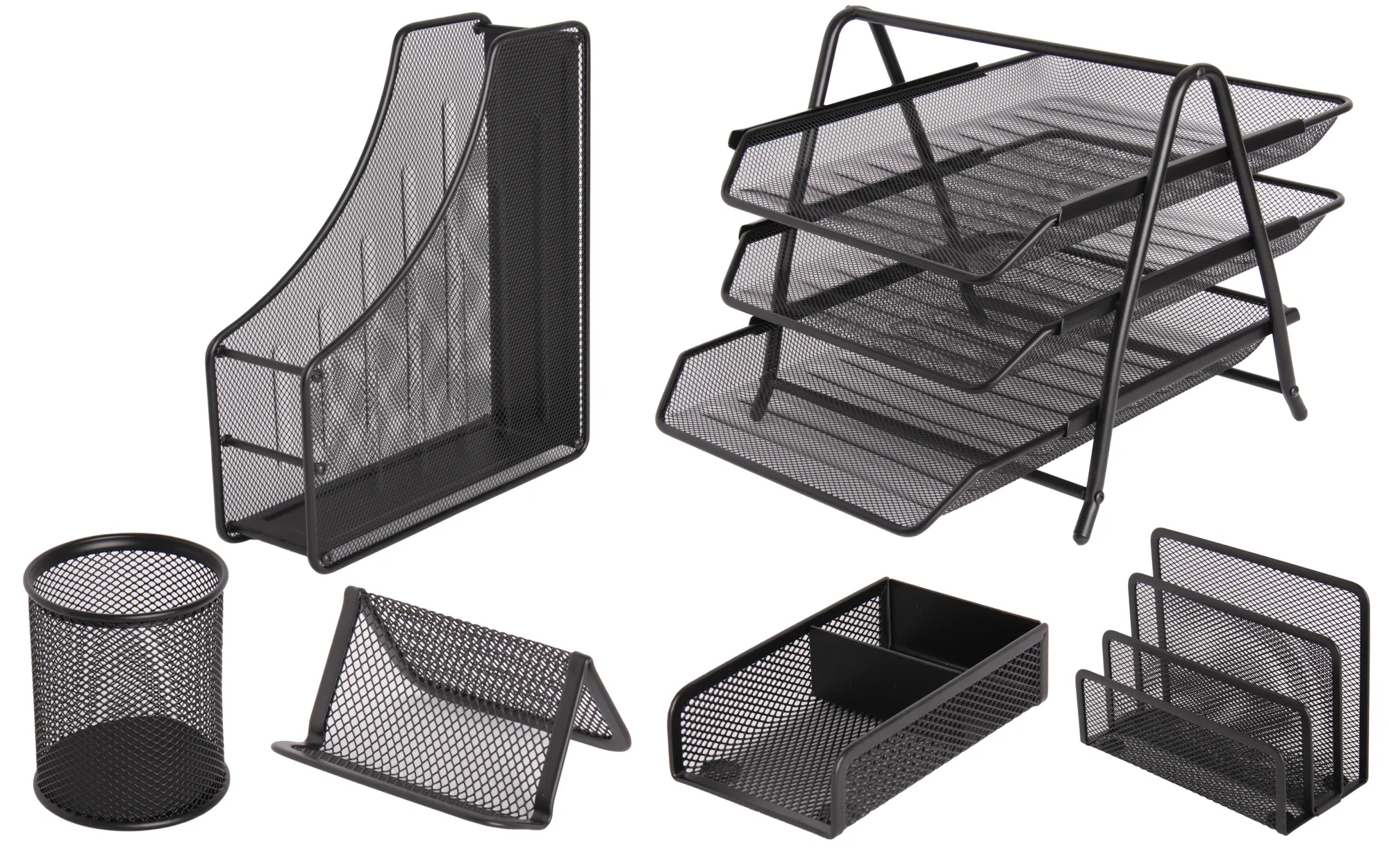 mesh steel desk range - stationery set - black | Office National