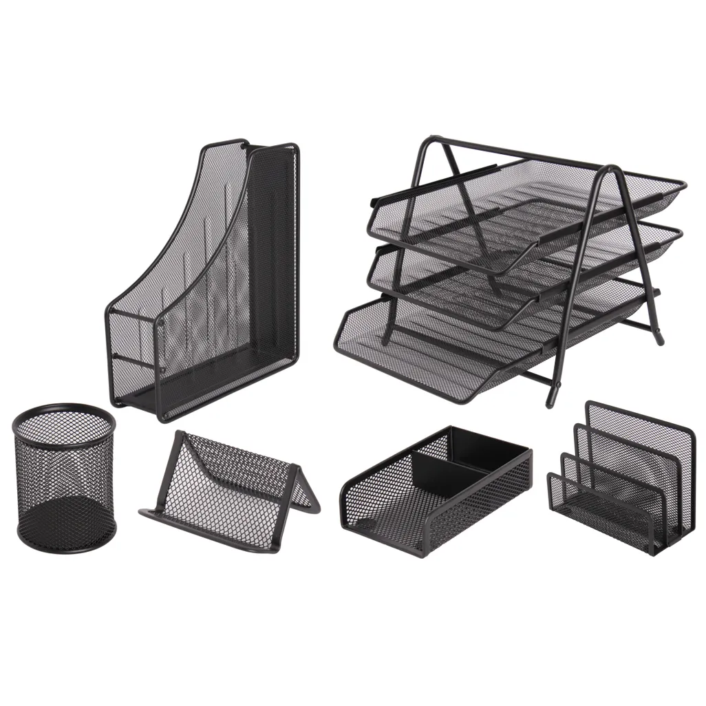 mesh steel desk range - stationery set - black | Favourite Office National