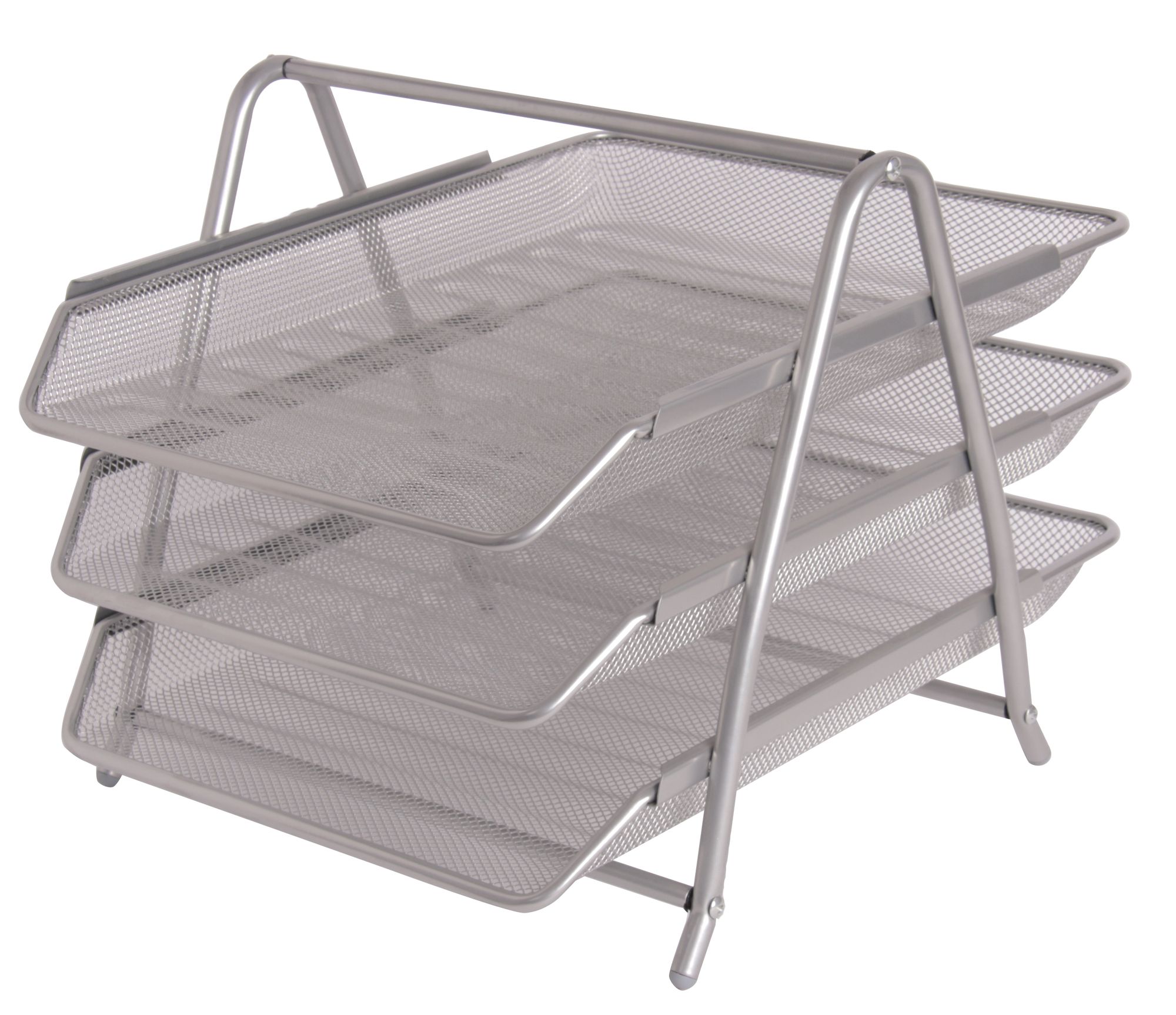 mesh steel desk range - letter tray 3-tier - silver | Office National