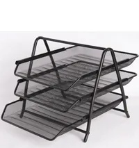 mesh steel desk range - letter tray 3-tier - black | Fourways Office ...