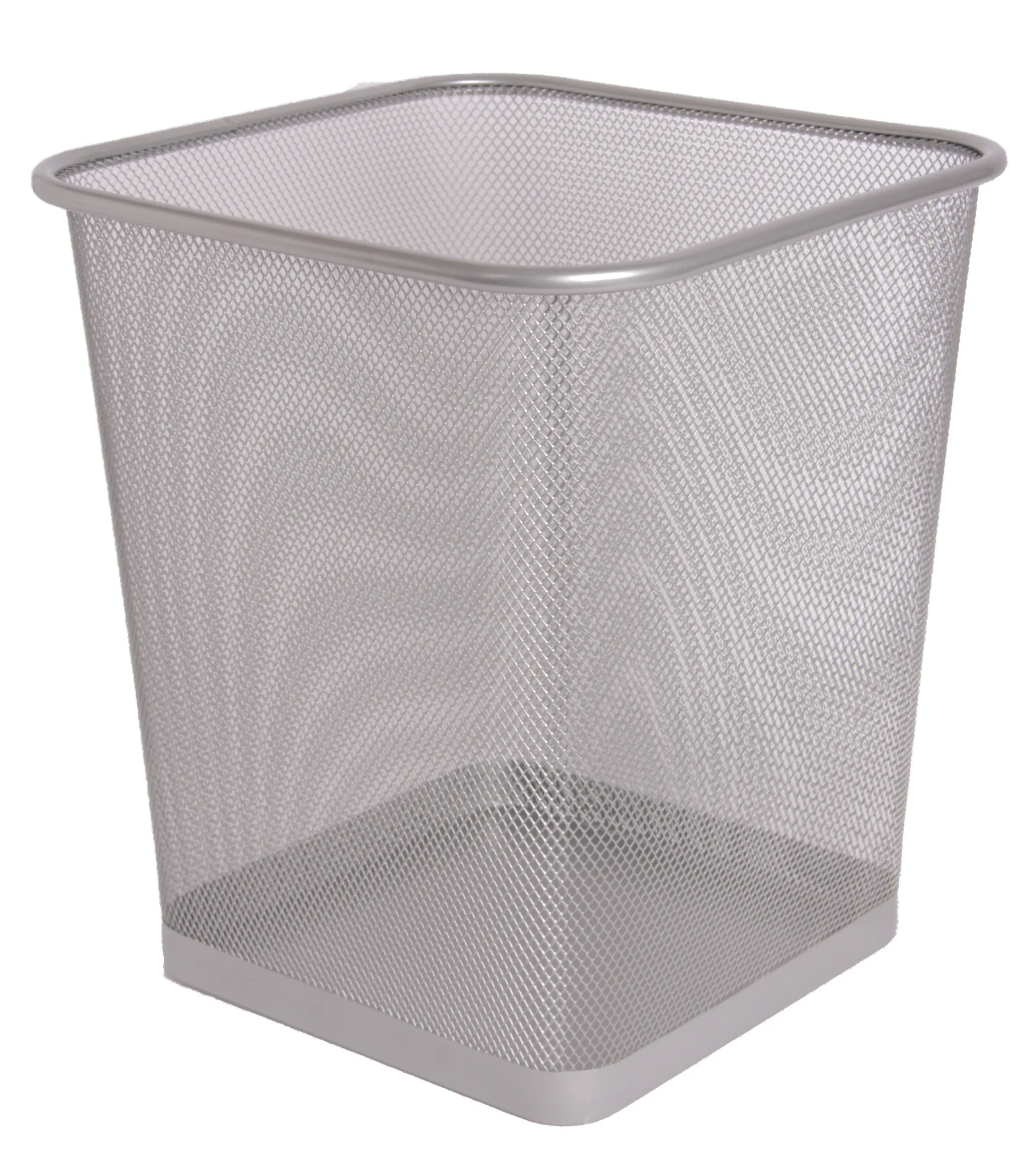 mesh steel desk range - waste paper bin square - silver | Tempo Office ...