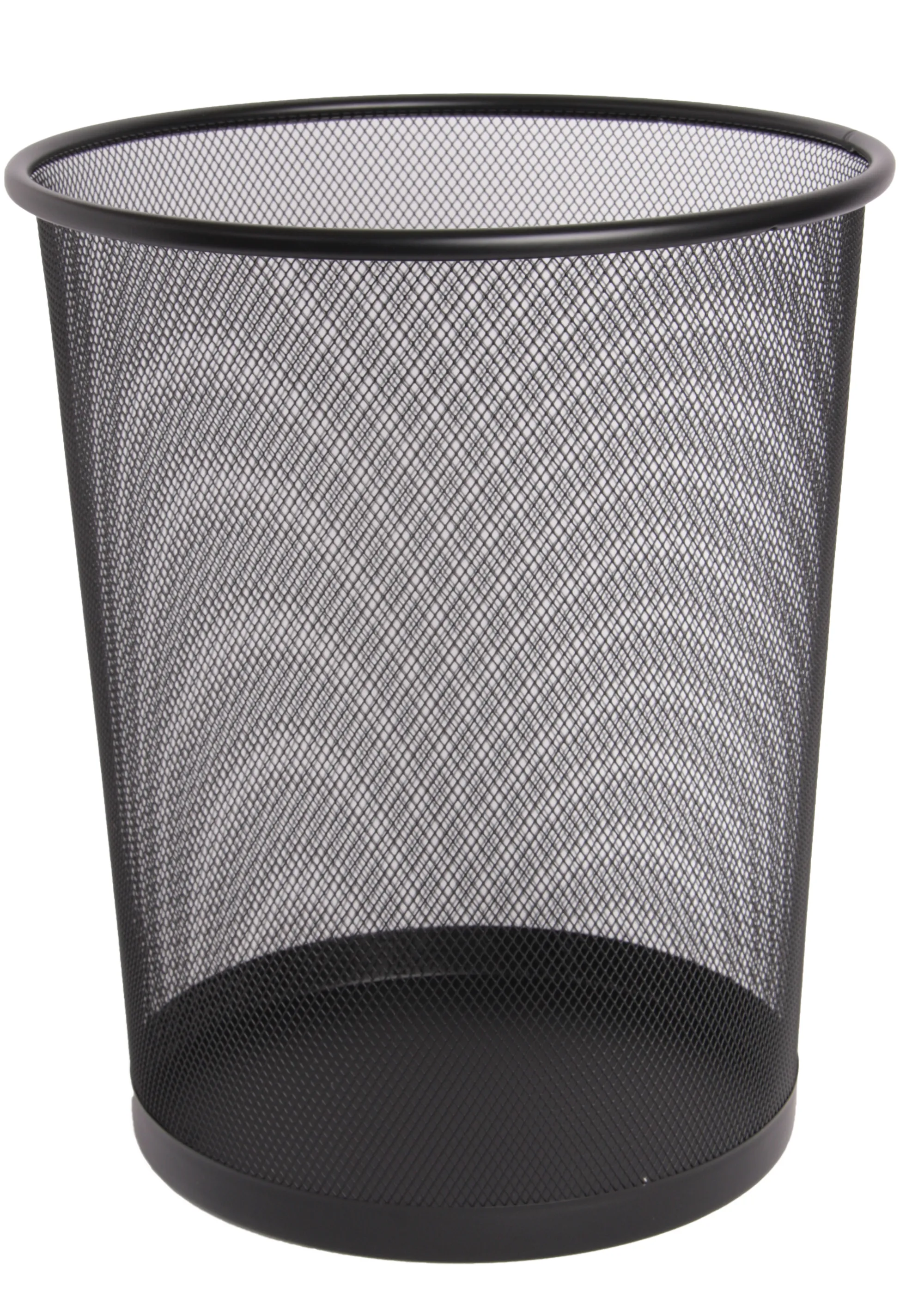 mesh steel desk range - waste paper bin round - black | Folio Office ...