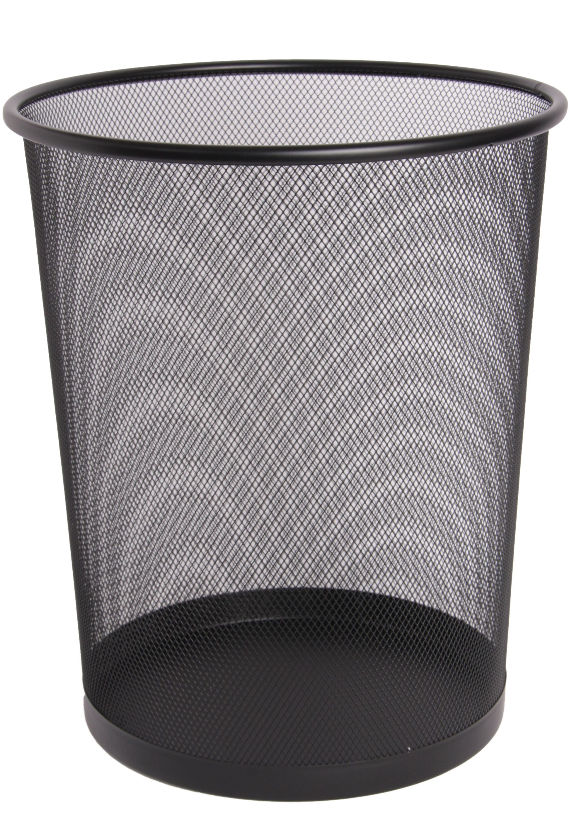 mesh steel desk range - waste paper bin round - black | Folio Office ...