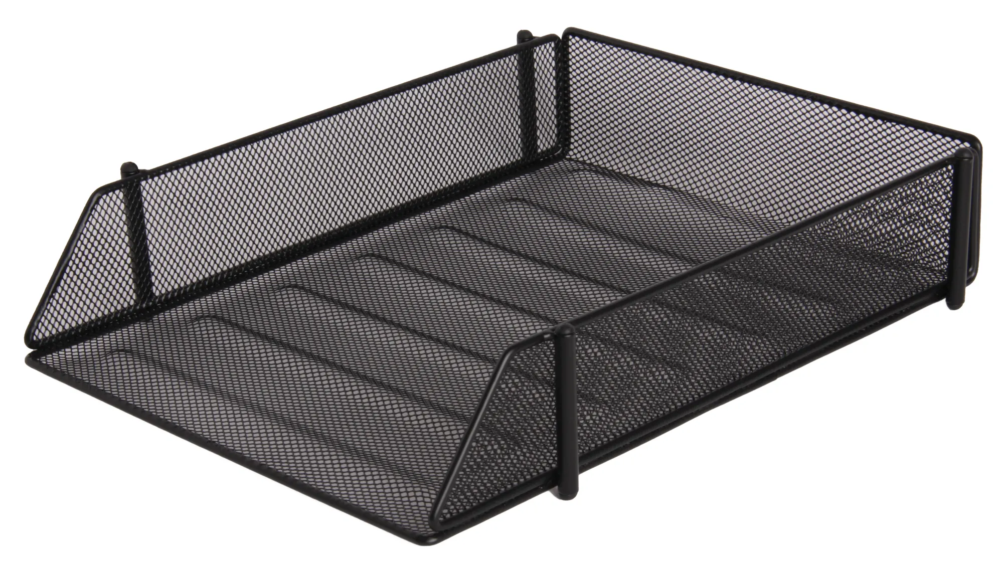 mesh steel desk range - letter tray stackable - black | Office National