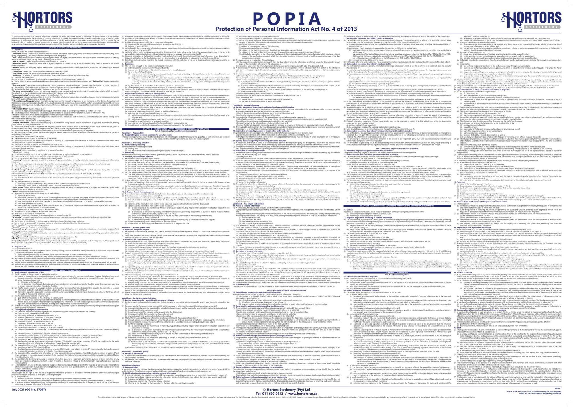 legal posters & frame - popi act | Office National