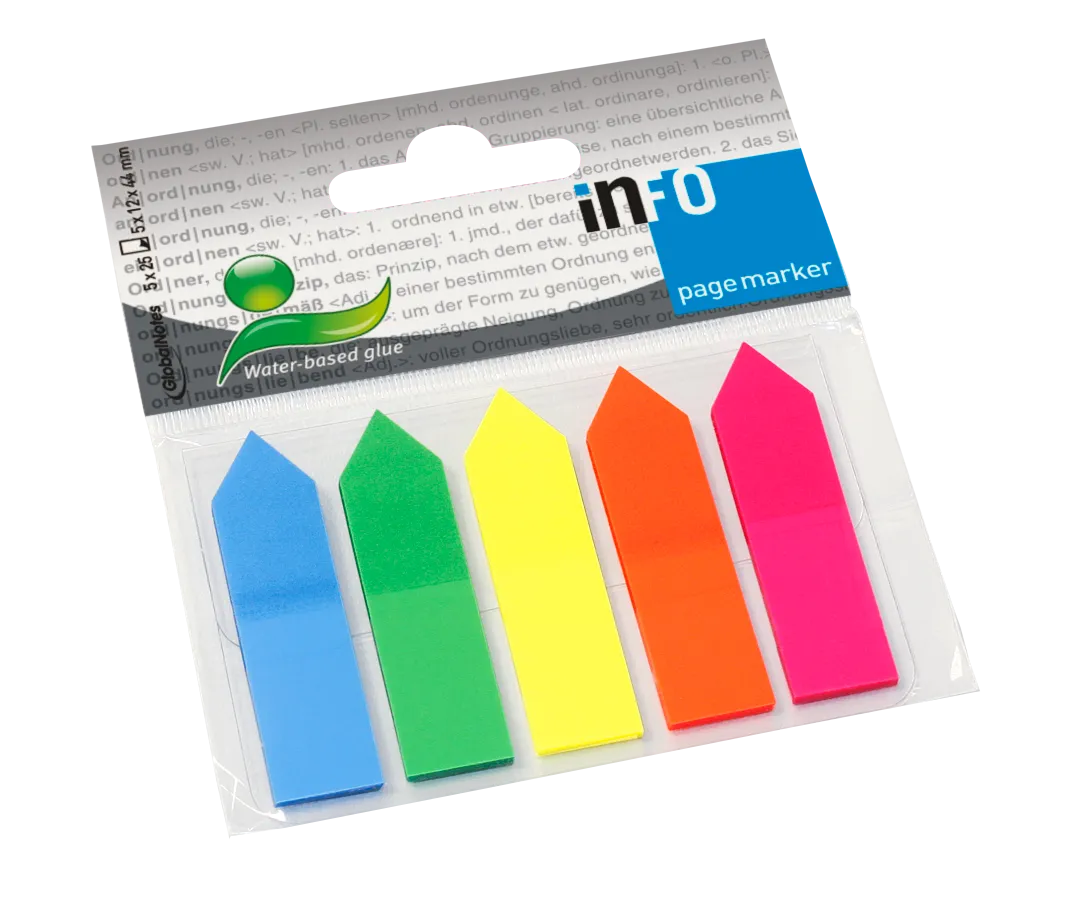 arrow page markers - 12 x 50mm - assorted - 5 pack | Office National
