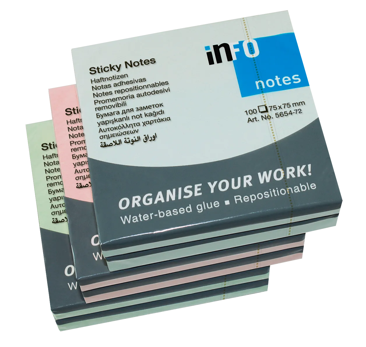 sticky notes - 75 x75mm 100 sheets - assorted pastel - 6 pack | Office ...