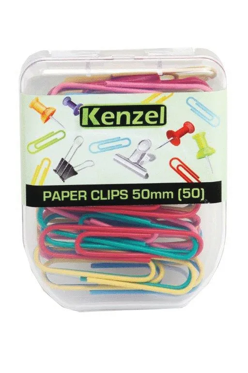 paper clips - plastic 50mm - assorted - 50 pack | Office National