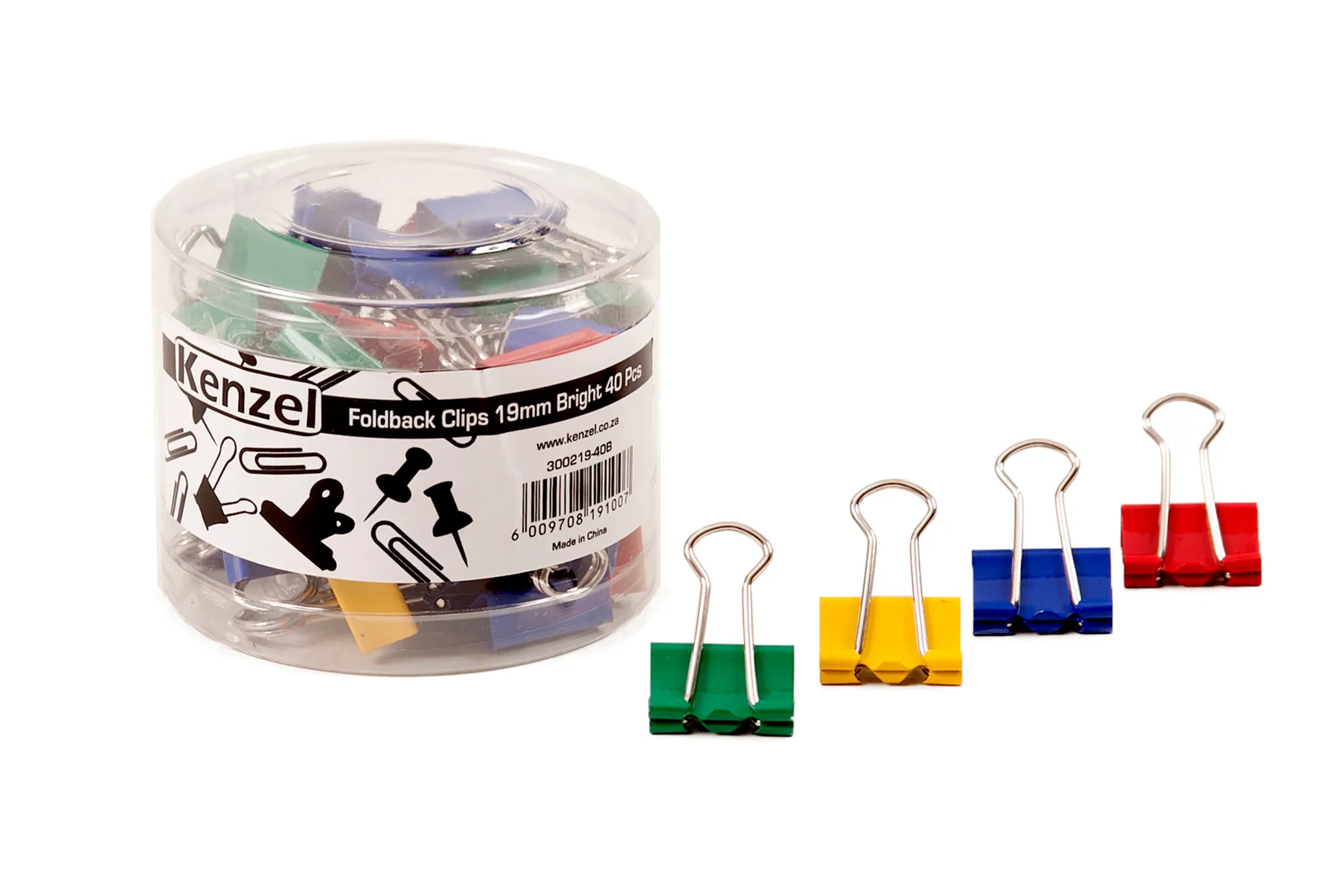 foldback clips - 19mm - bright - 40 pack | Office National