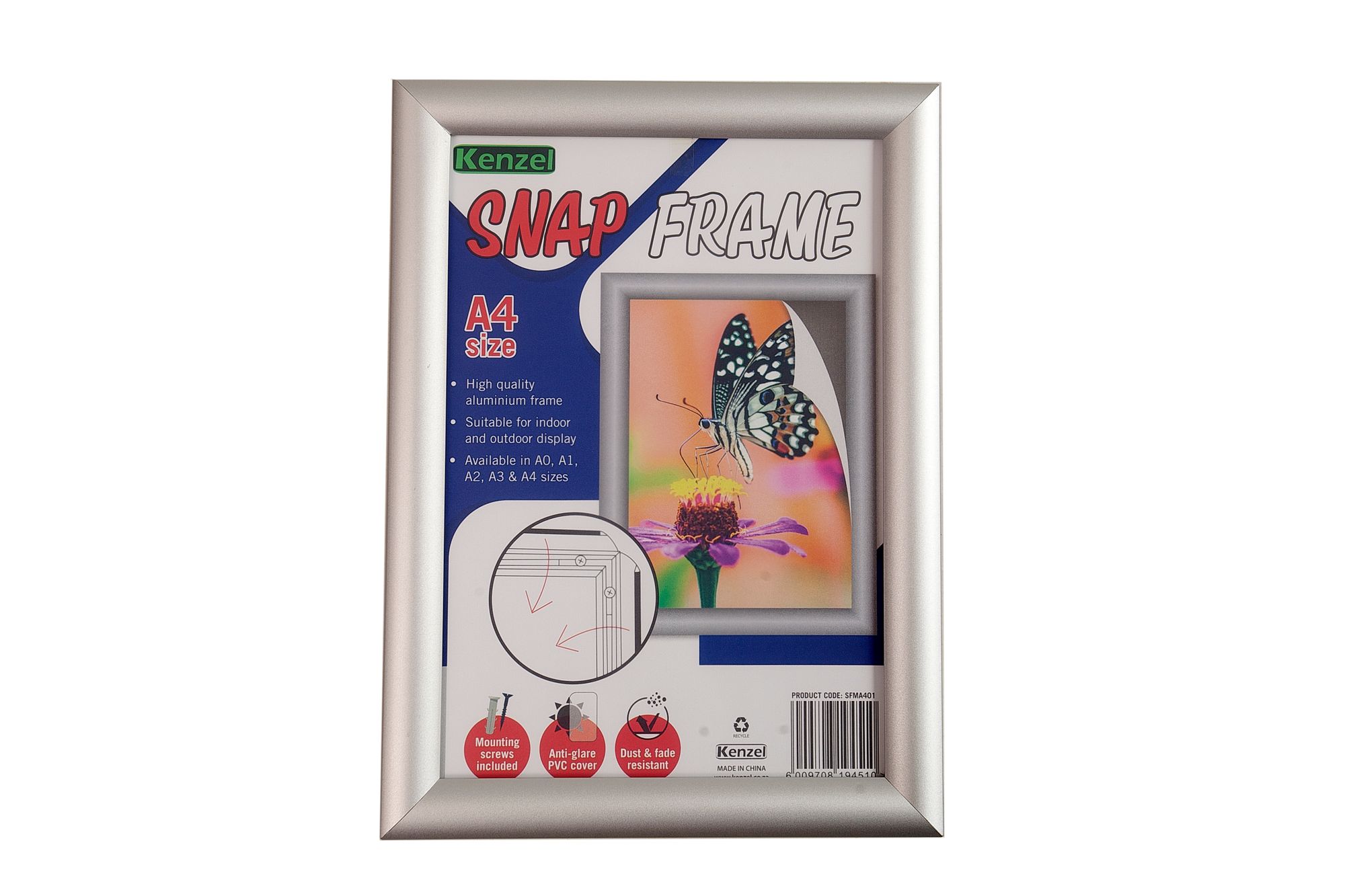 econo mitred corners snap poster frame - a0 - silver | ABM Office National