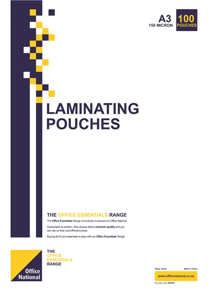 laminating pouches - a3 150mic - 100 pack | Office National