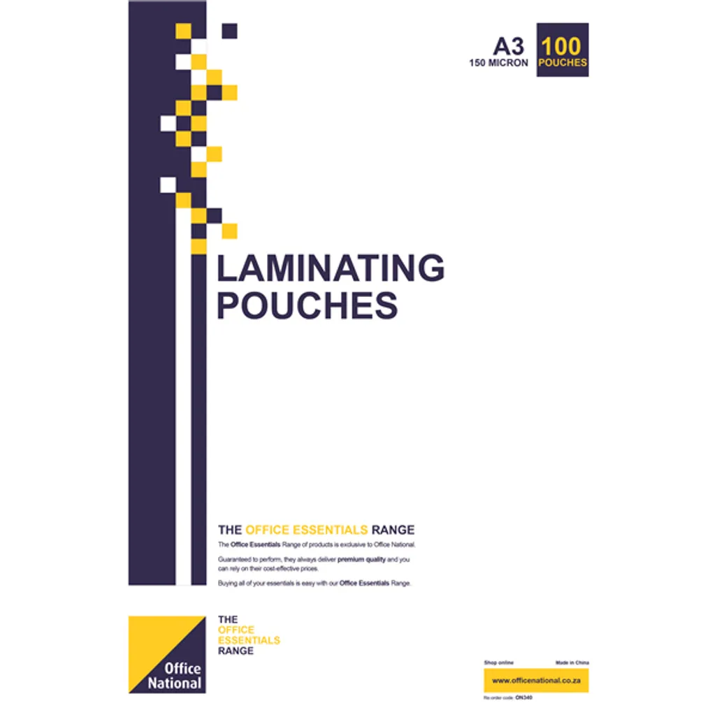 laminating pouches - a3 150mic - 100 pack | Office National