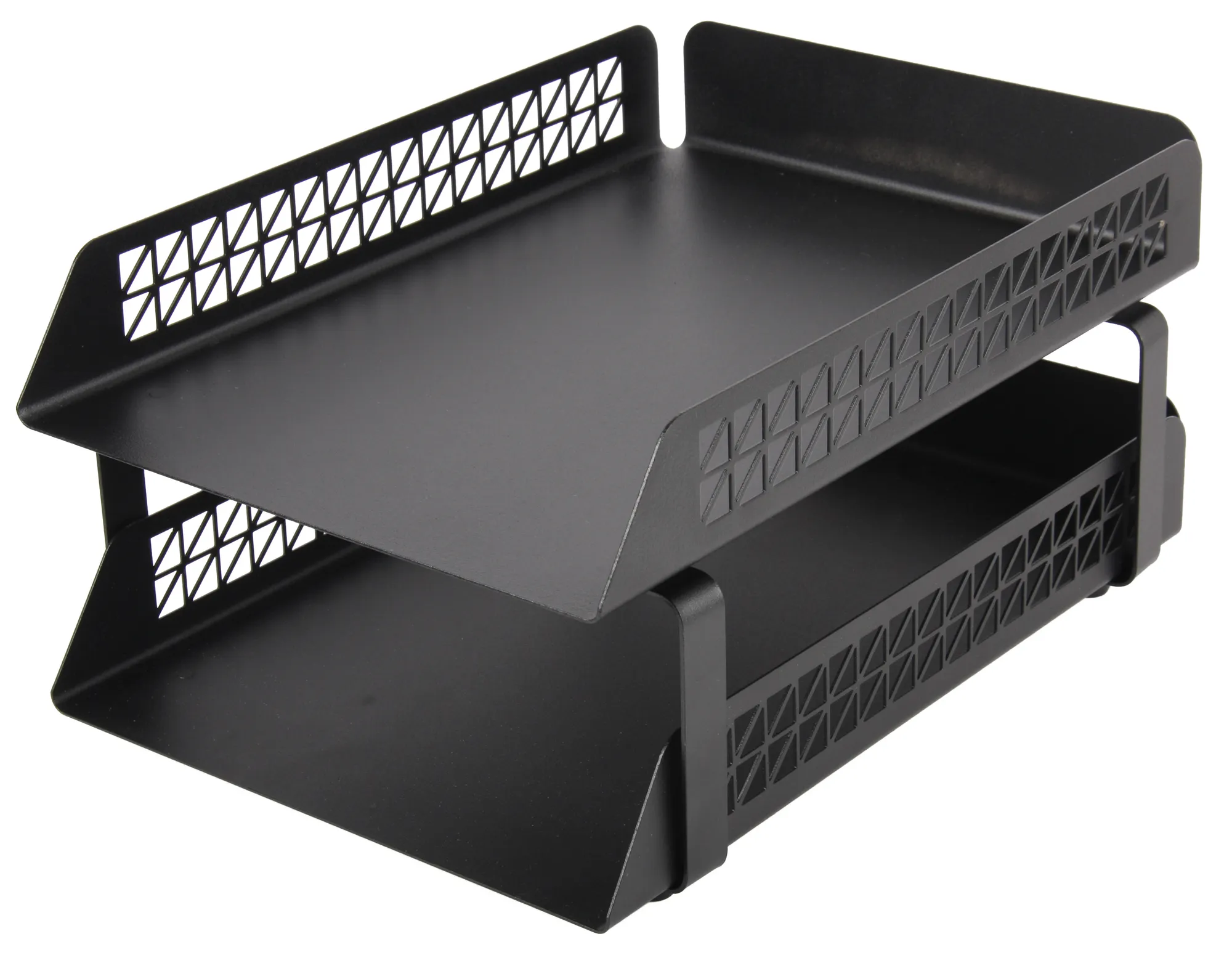 tri punched steel desk range - letter tray 2-tier - black | Office National