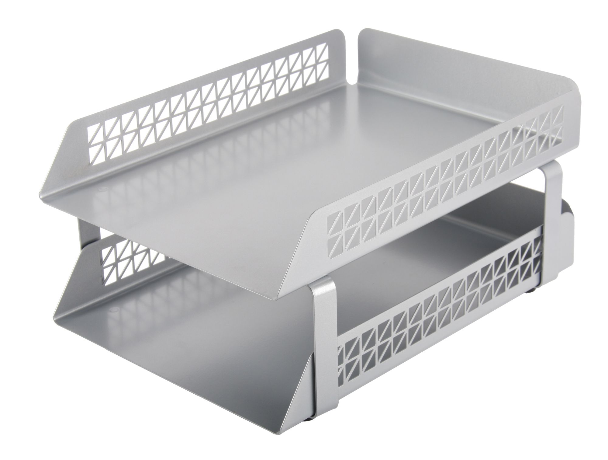 tri punched steel desk range - letter tray 2-tier - silver | Eagle ...