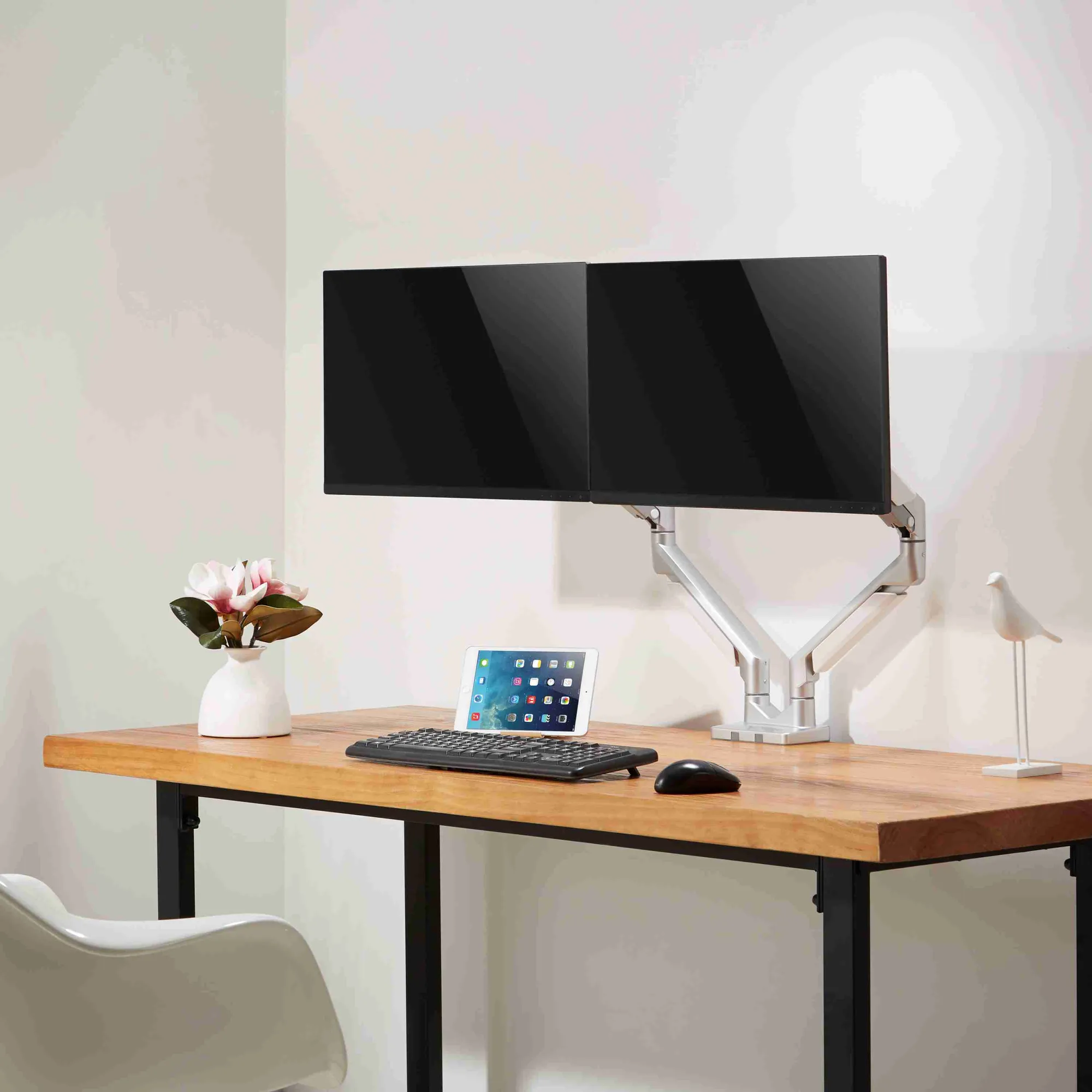 monitor clamp brackets - double - silver | Folio Office National