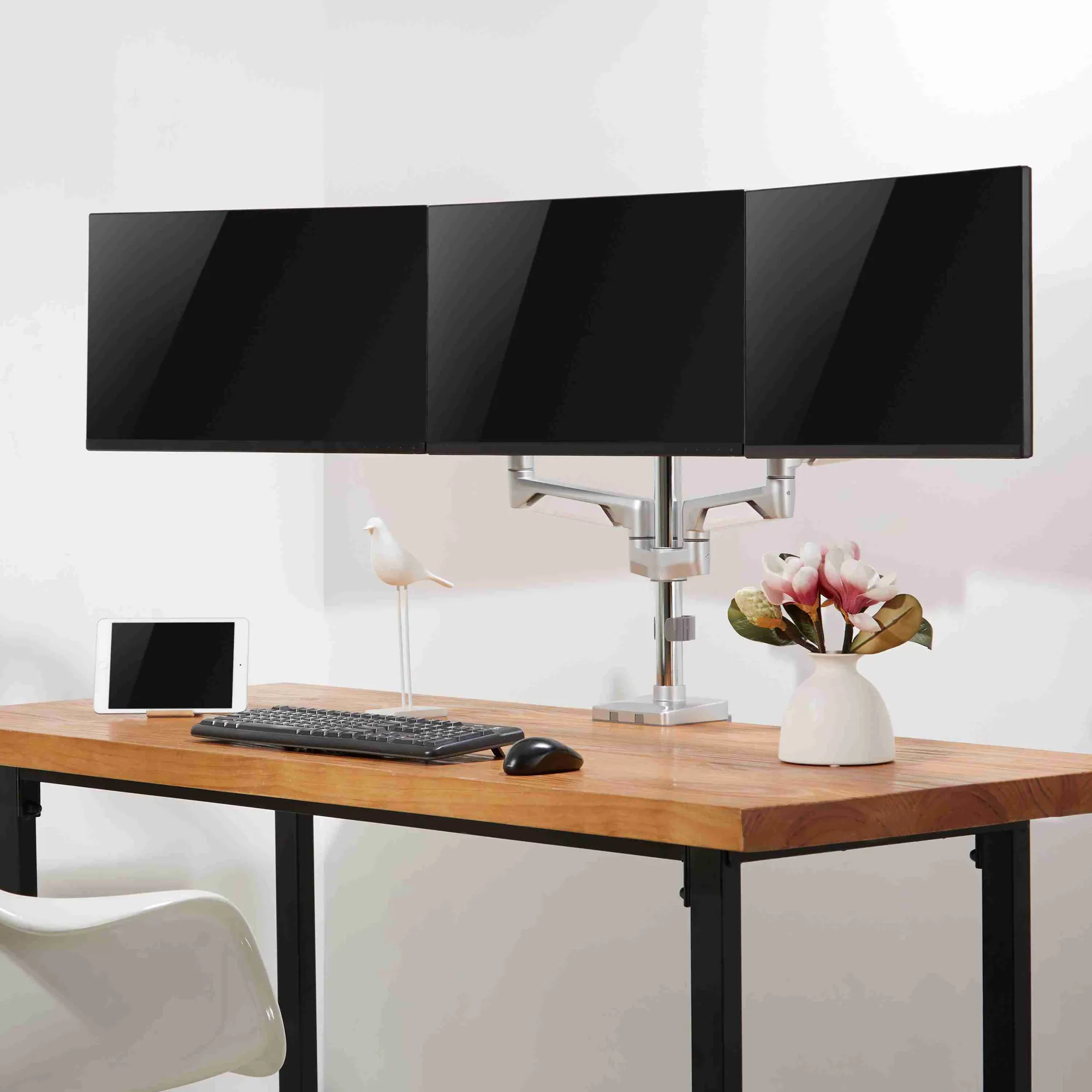 monitor clamp brackets - triple - silver | Pioneer Office National