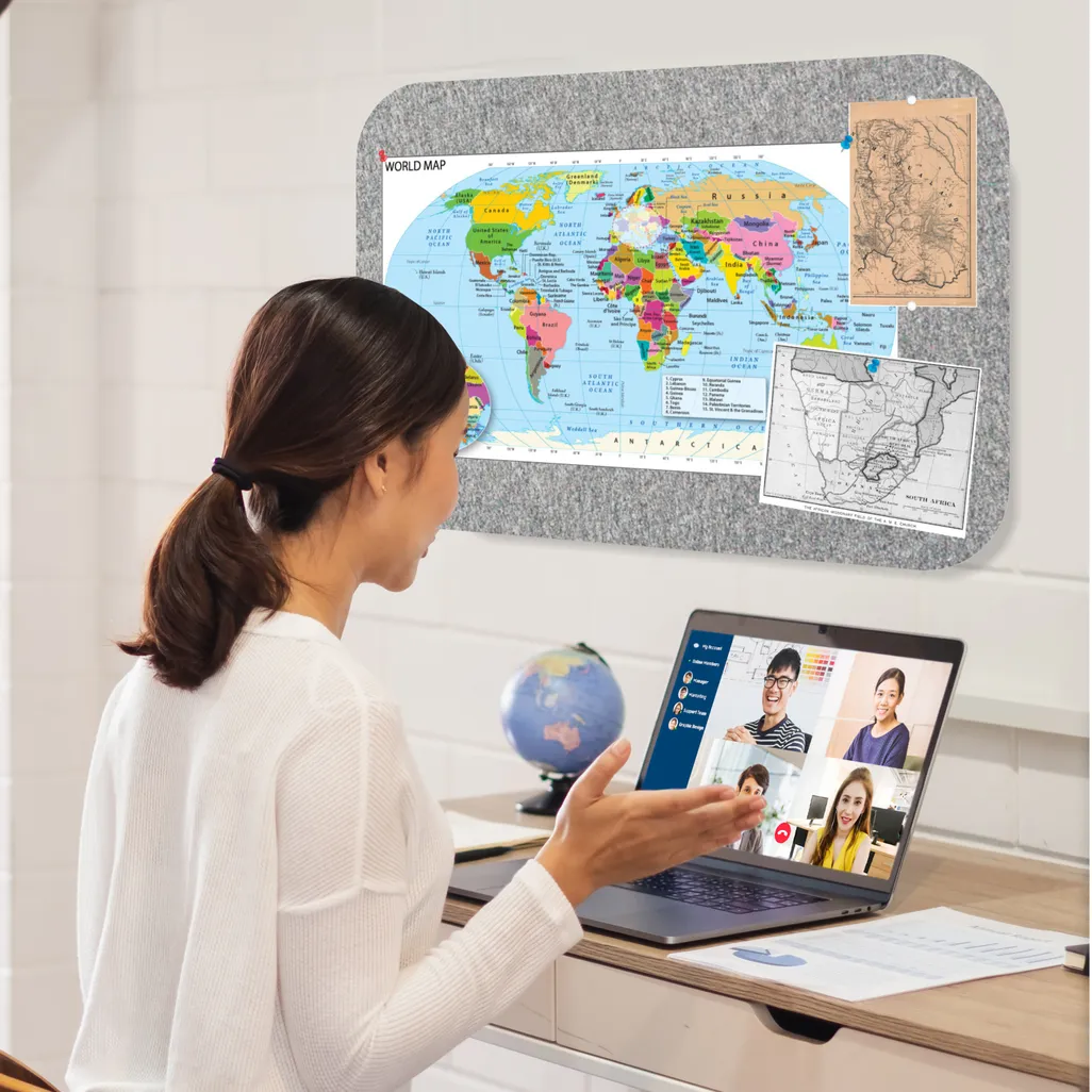 adhesive frameless pin boards - 600 x 450mm - grey | Office National