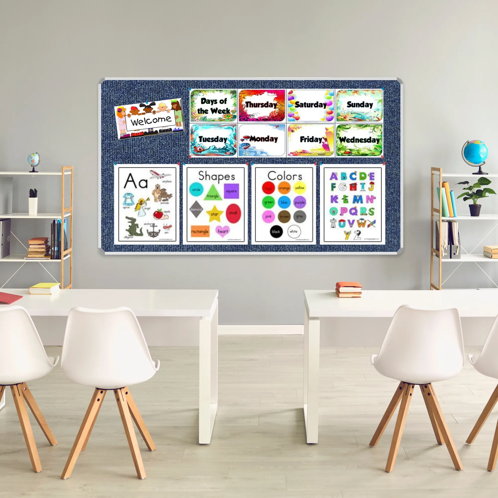 aluminium frame bulletin boards - 1200 x 1000mm - denim blue | ABM ...