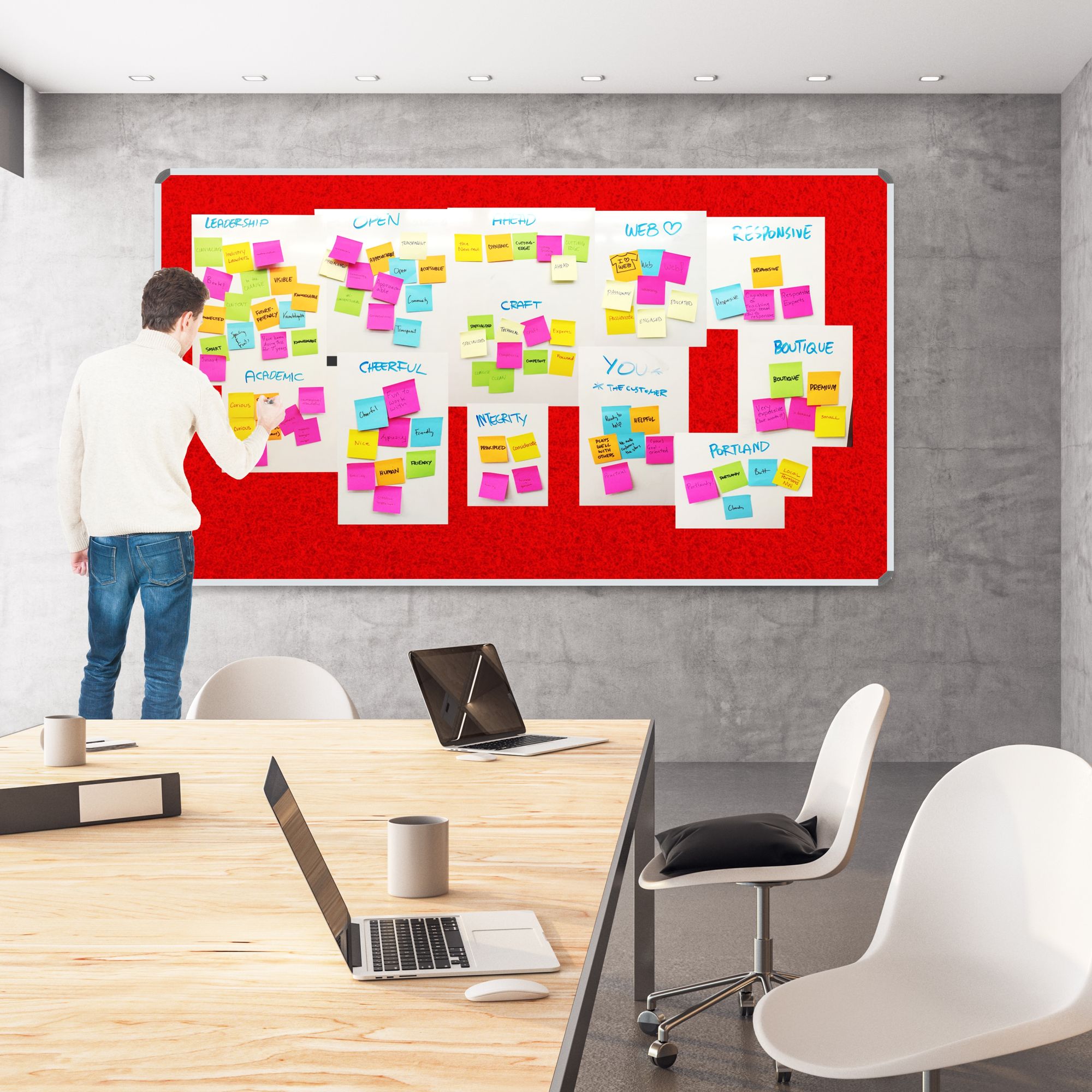 aluminium frame info boards - 1200 x 900mm - red | Folio Office National