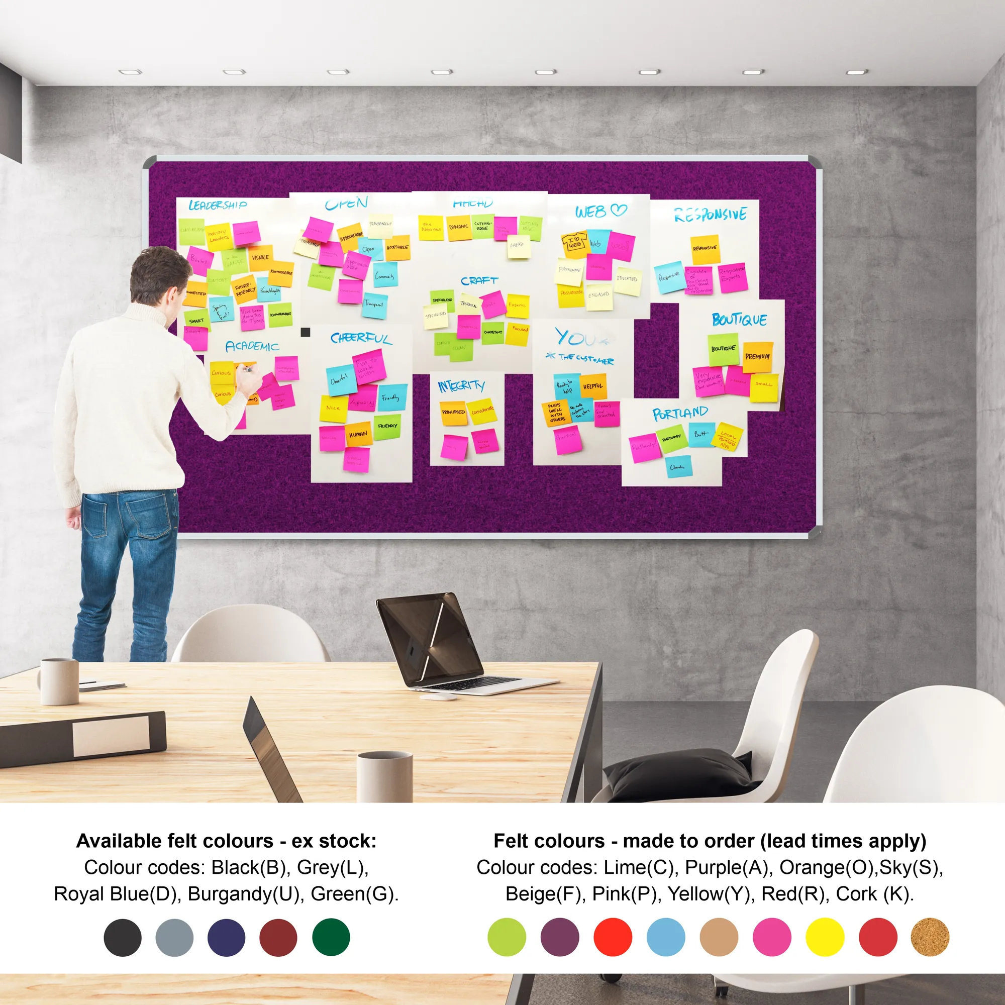 aluminium frame info boards - 2400 x 1200mm - green | ICA Office National