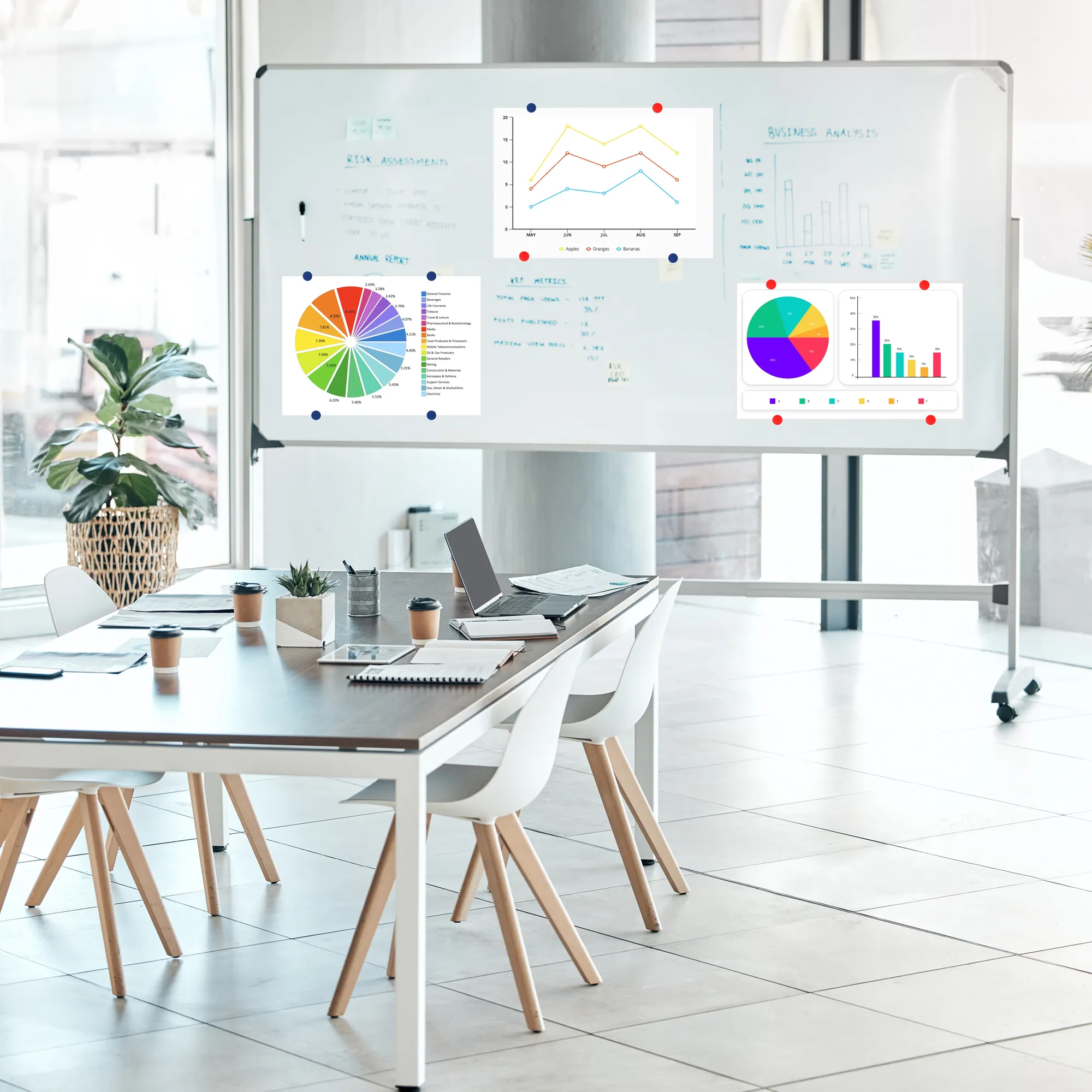 magnetic whiteboards - 3000 x 1200mm - white | COE Office National