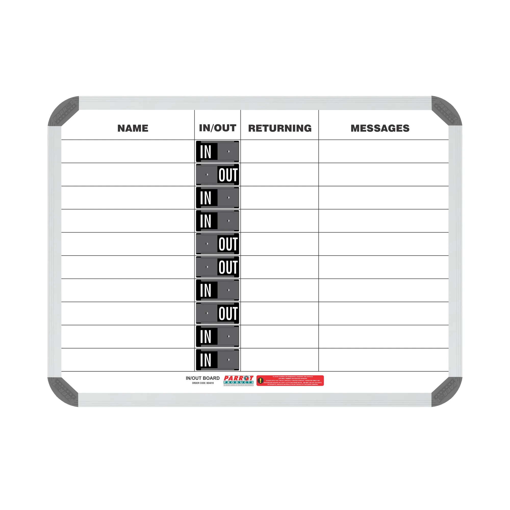 magnetic in / out boards - 600 x 450mm 10 names | Office National