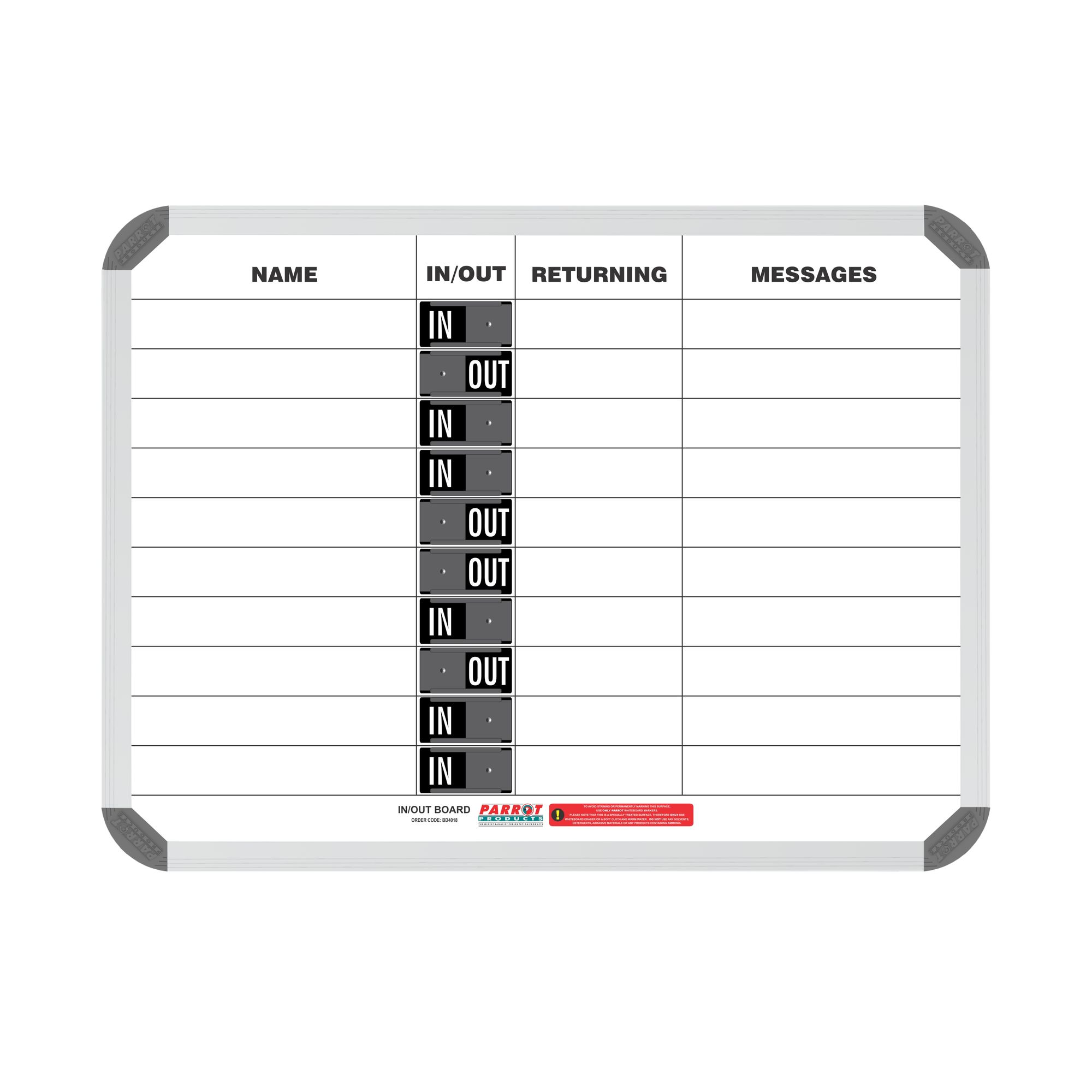 magnetic in / out boards - 600 x 450mm 10 names | Office National