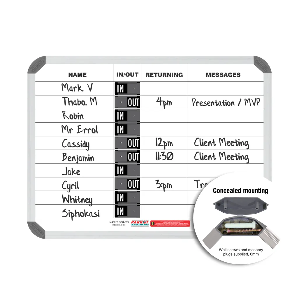 magnetic in / out boards - 600 x 450mm 10 names | Office National