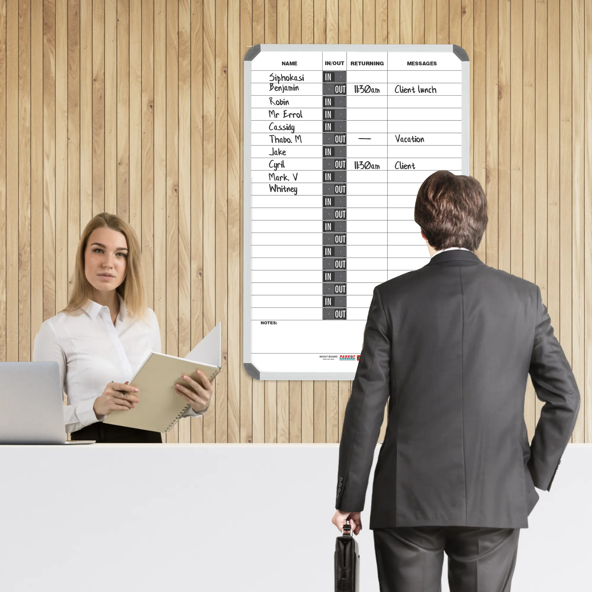 magnetic in / out boards - 900 x 600mm 20 names | Folio Office National