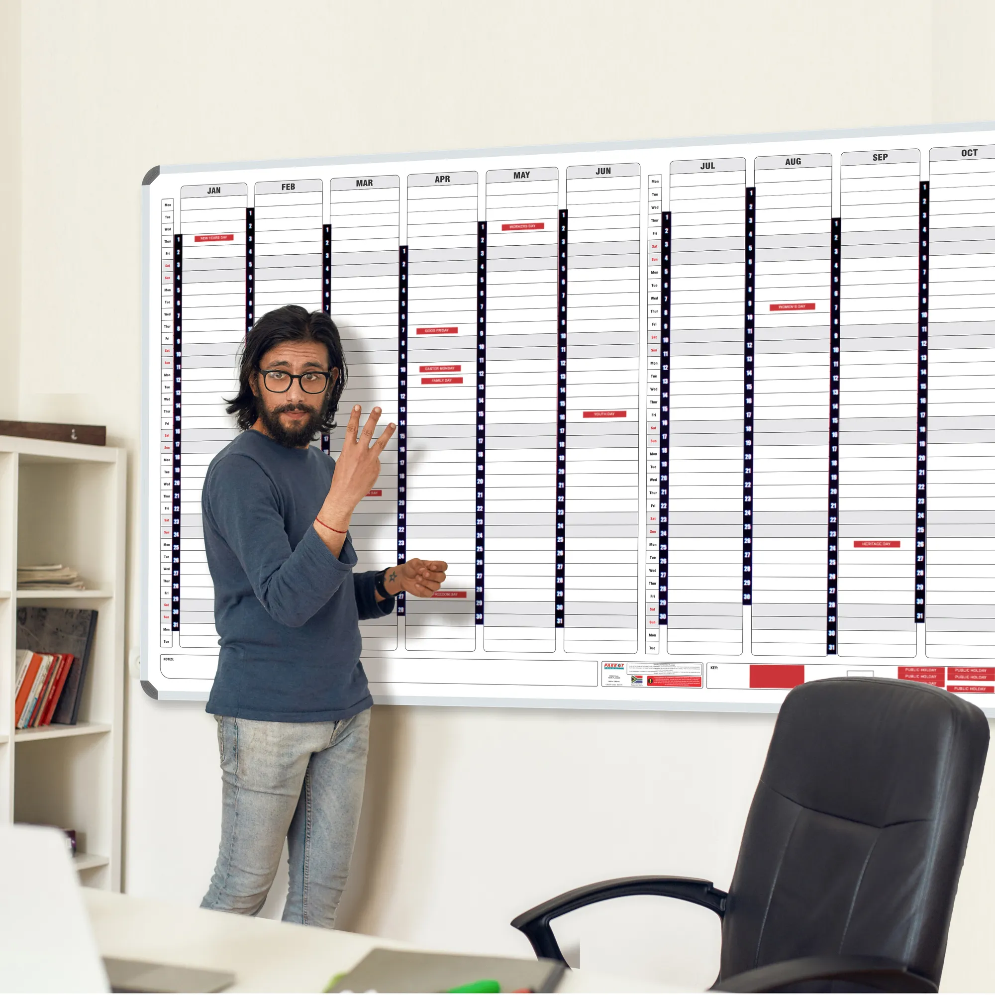 write n wipe perpetual magnetic year planners - 1200 x 900mm (cell ...