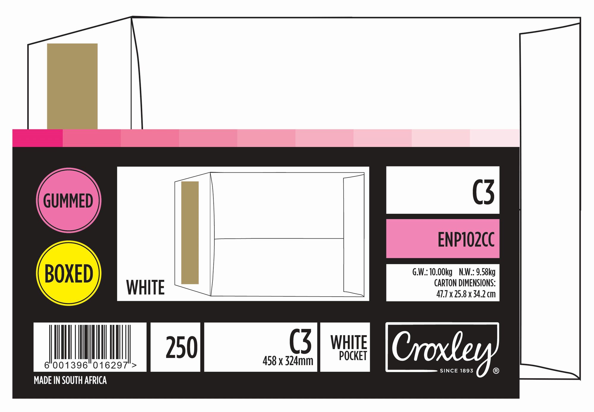 c3 envelopes 458 x 324mm - gummed - white - 250 pack | Office National