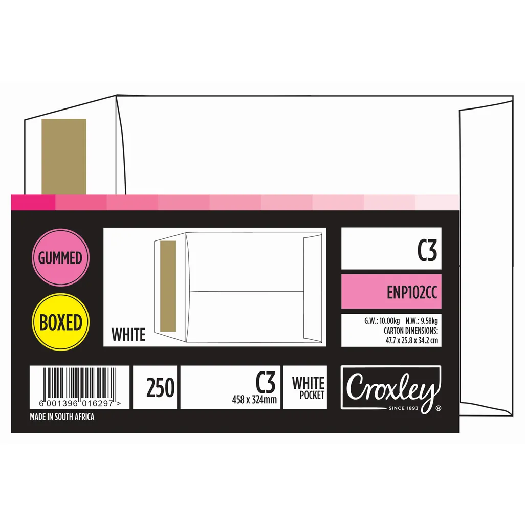c3 envelopes 458 x 324mm - gummed - white - 250 pack | Office National