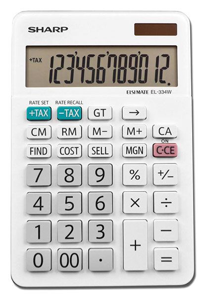 el-334 large desk calculator - 12-digit - white | Access Office National
