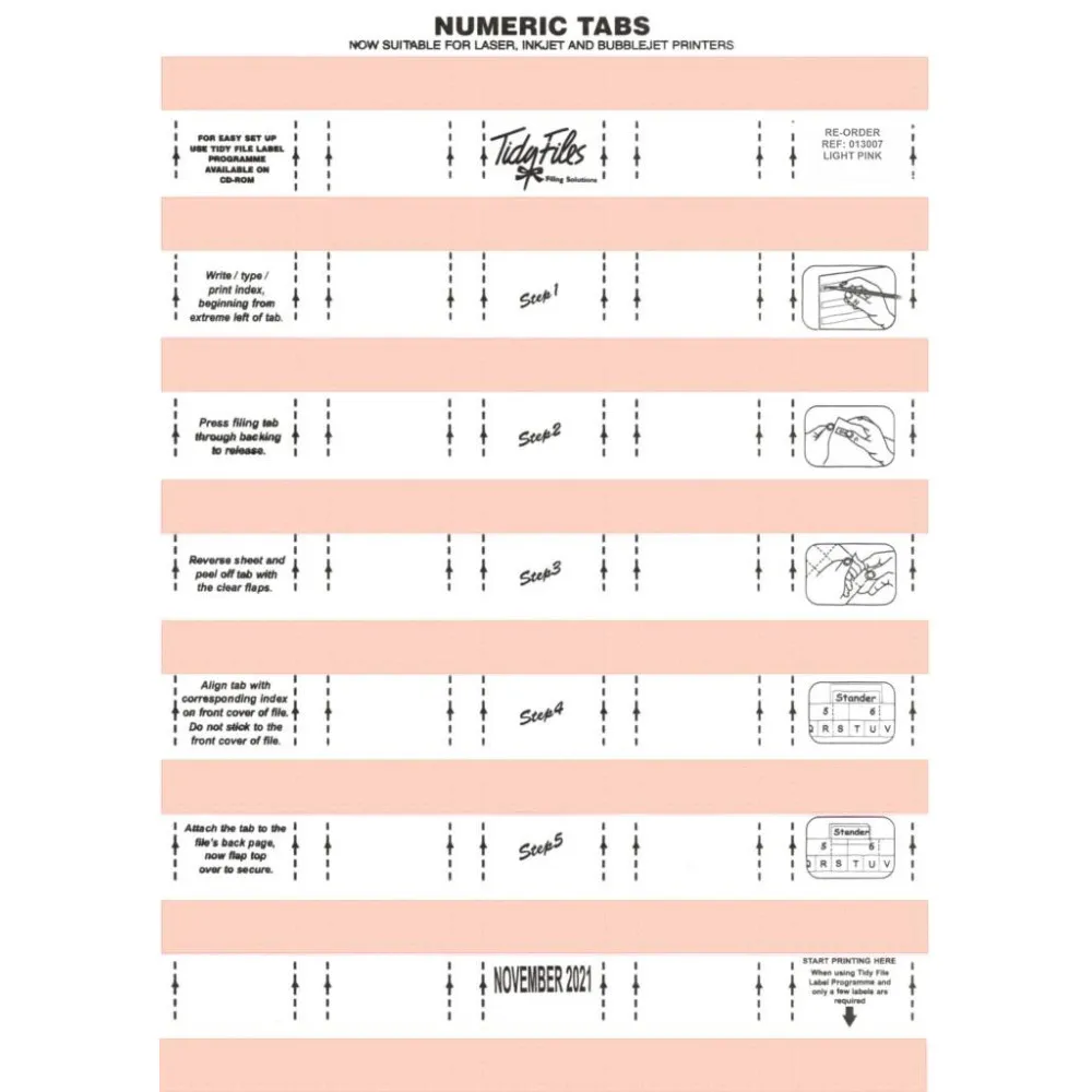 self-adhesive filing tabs - numeric - 10 x 33mm - dark pink - 120pack ...